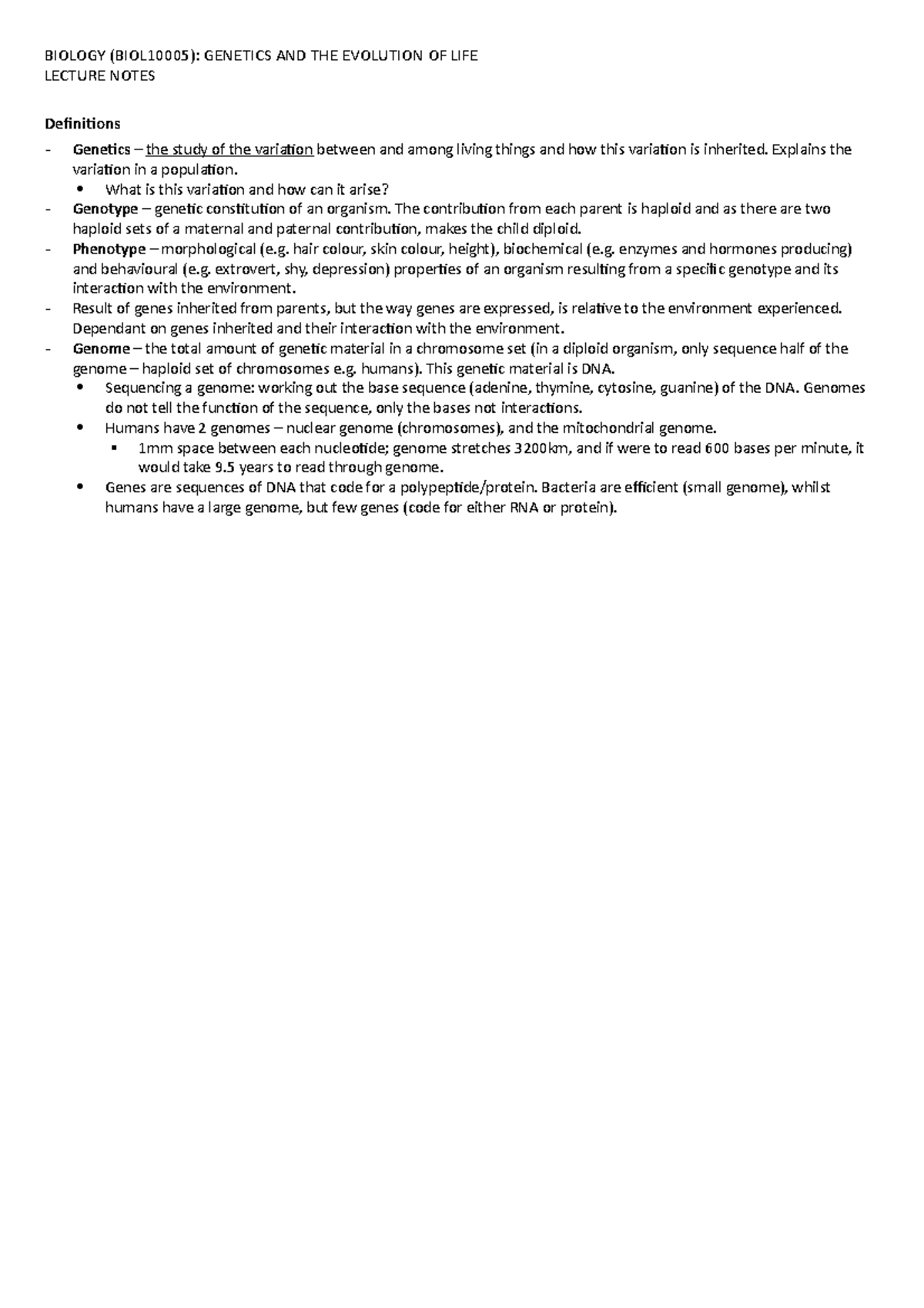 Genetics and Evolution definitions - BIOLOGY GENETICS AND THE EVOLUTION ...