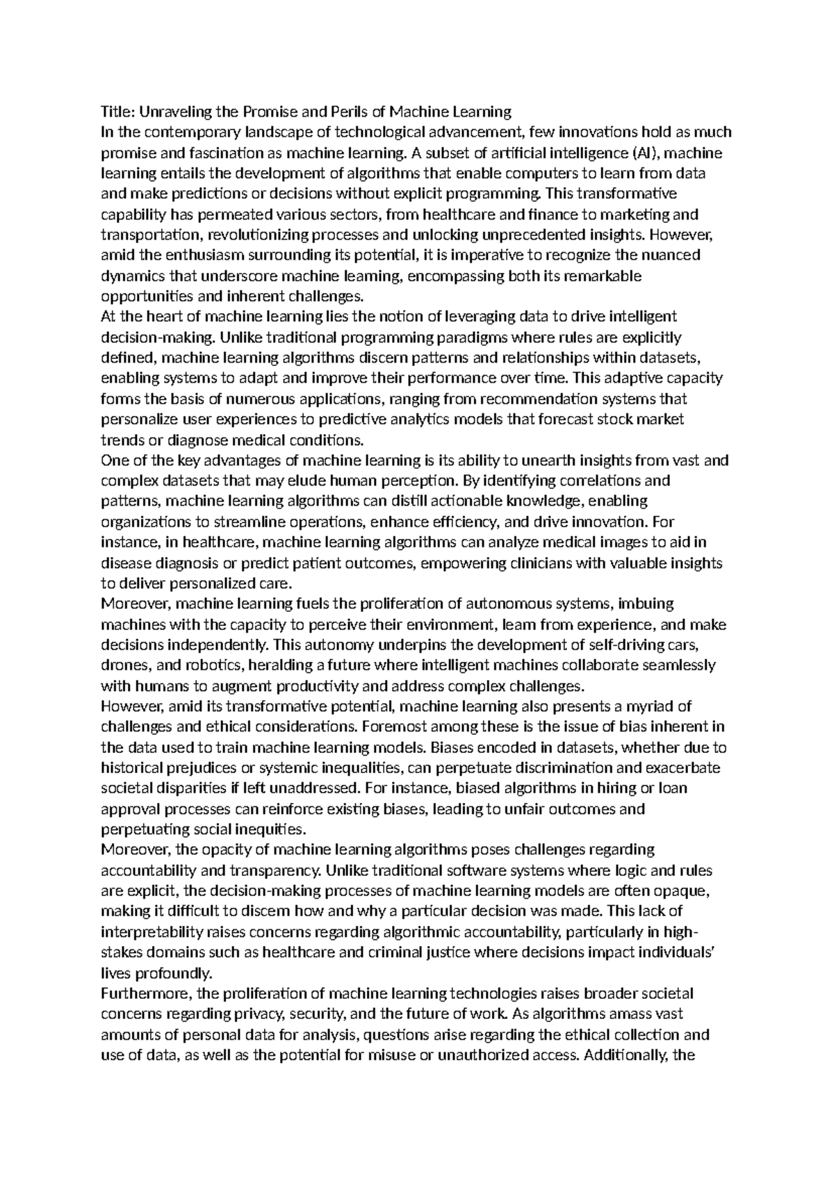 Unraveling the Promise and Perils of Machine Learning - A subset of ...