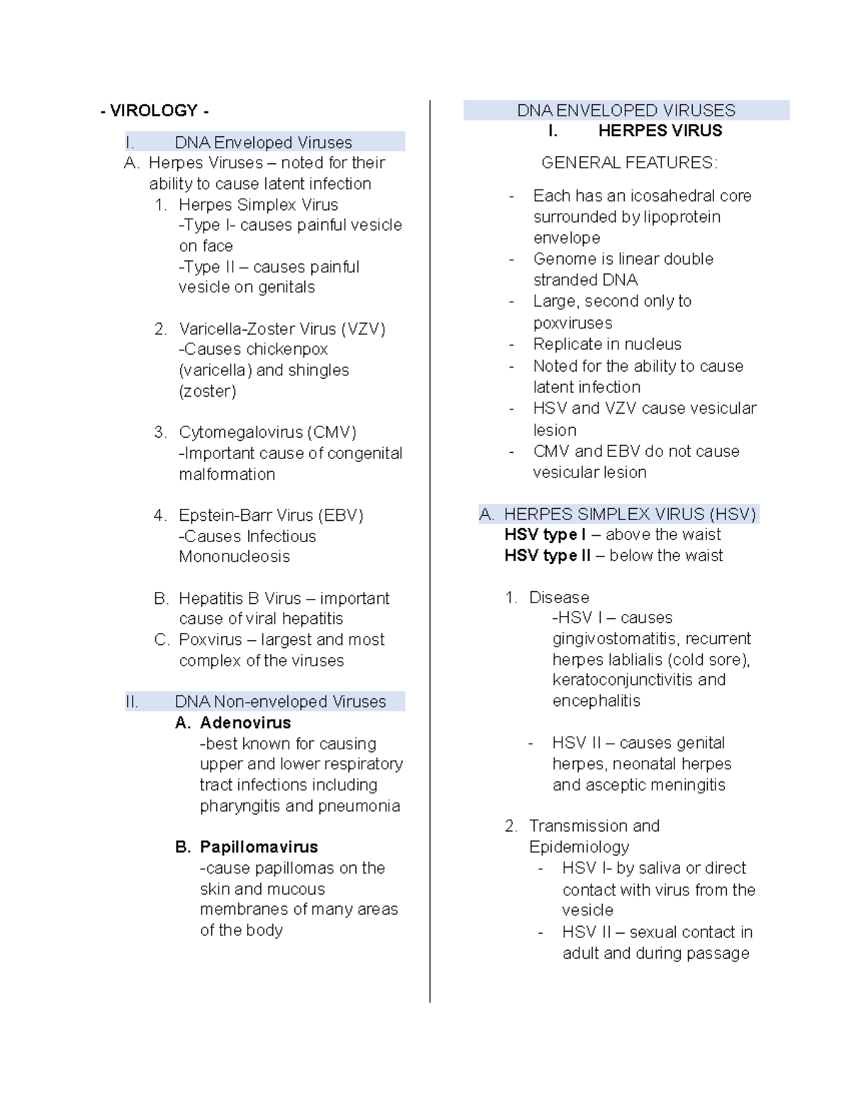 DNA Viruses November 3 - N/A - Medical Technology - FEU - Studocu