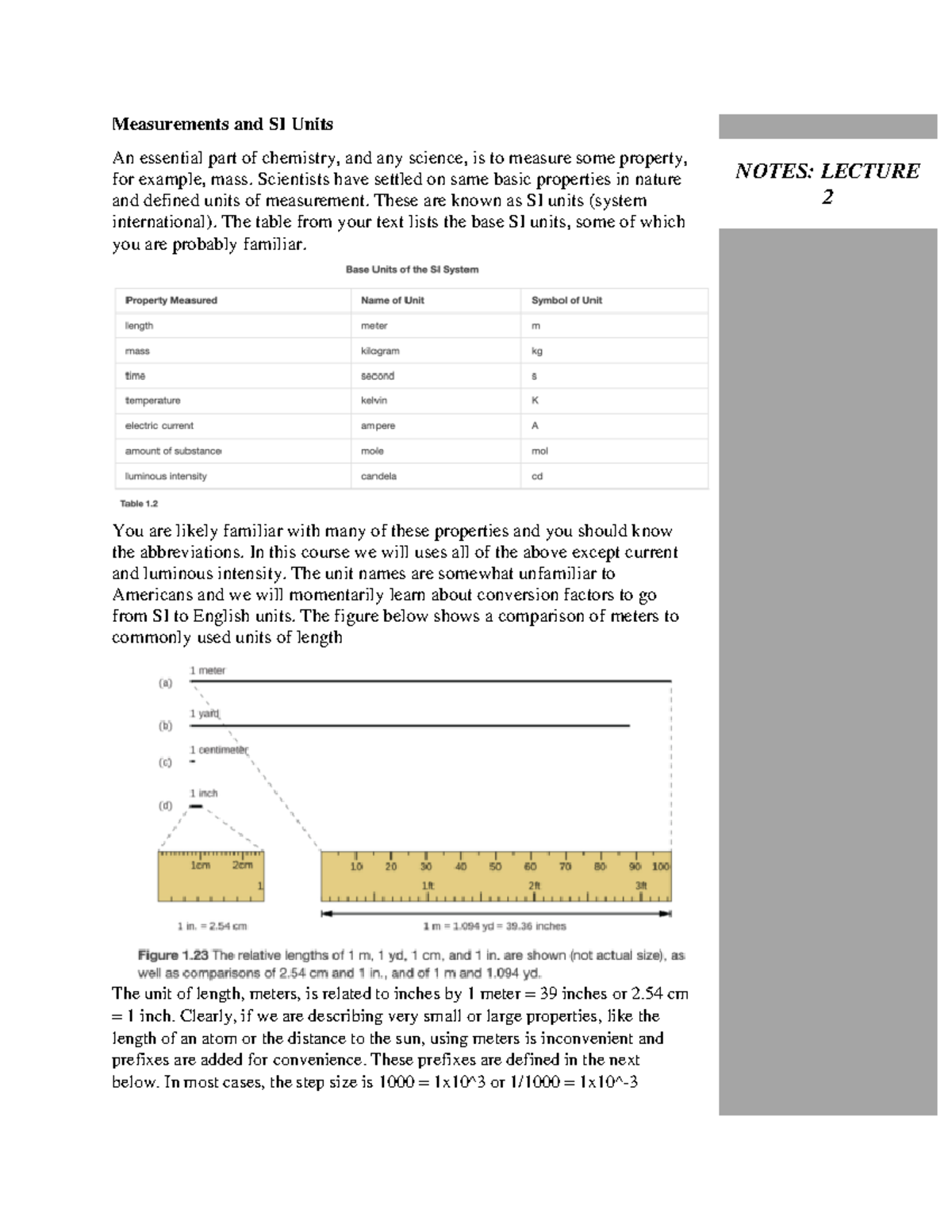 Chapter 2 Notes - Measurements and SI Units An essential part of ...