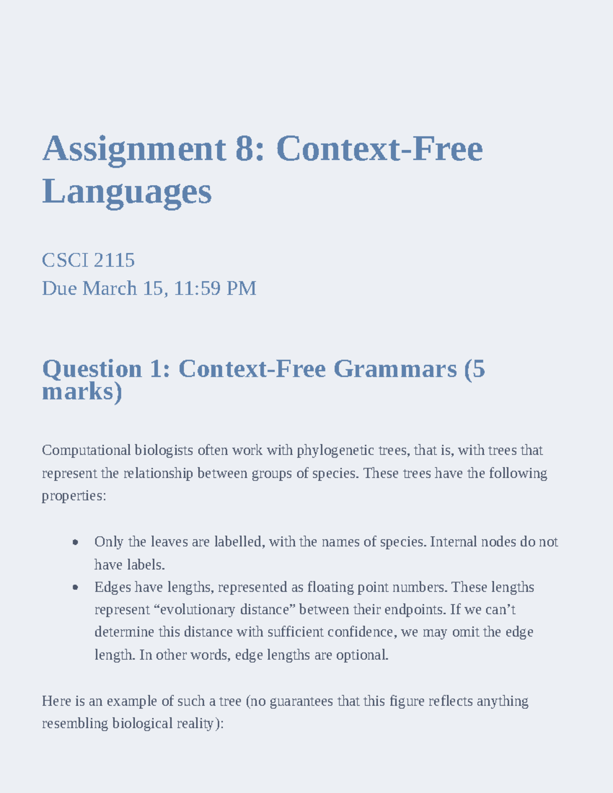 Cfl - Assigment 8 2115 theory of computer science - Assignment 8: Context-Free Languages CSCI ...
