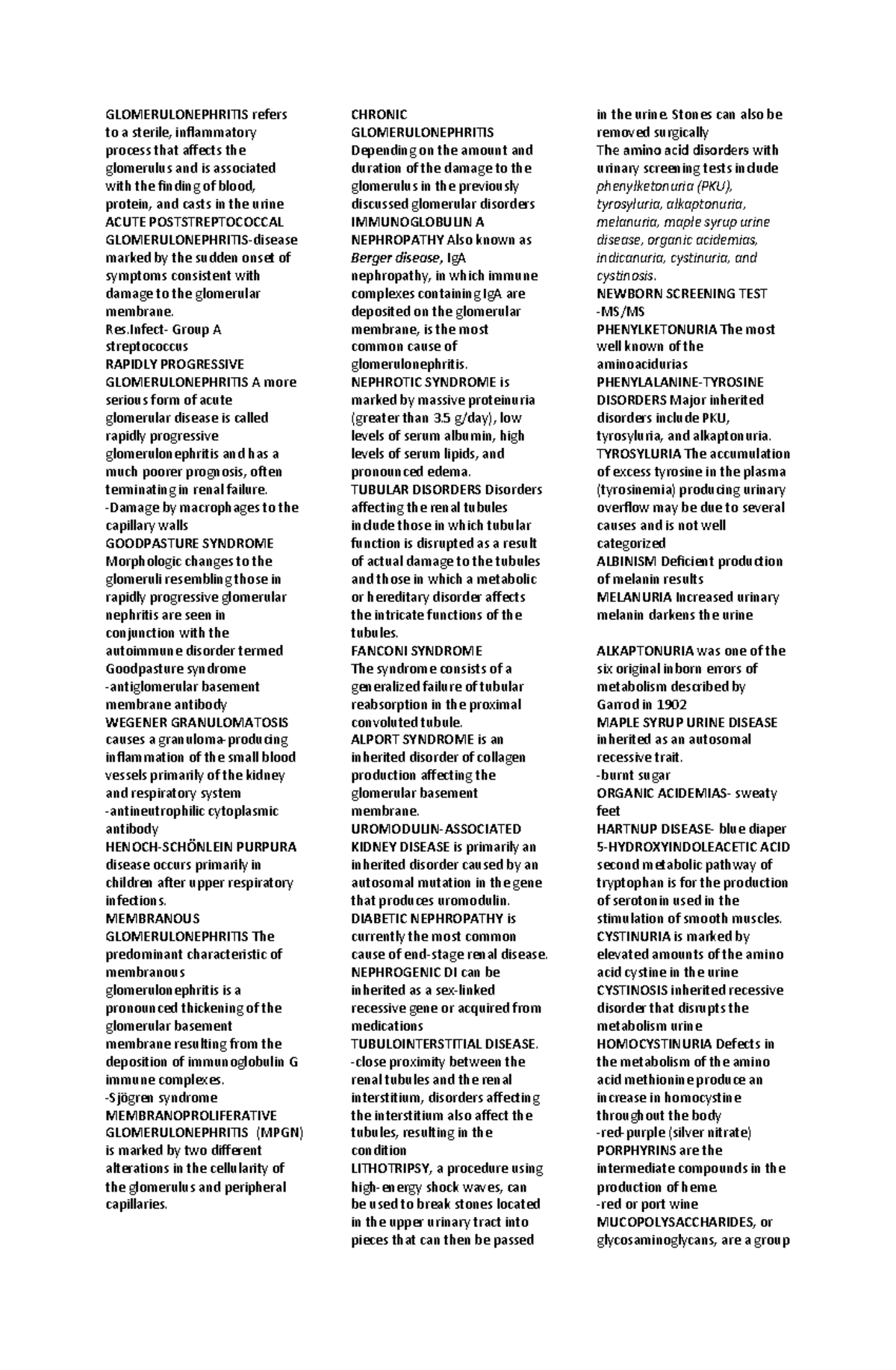 AUBF Prefinal Revier - Aubf summary - GLOMERULONEPHRITIS refers to a ...