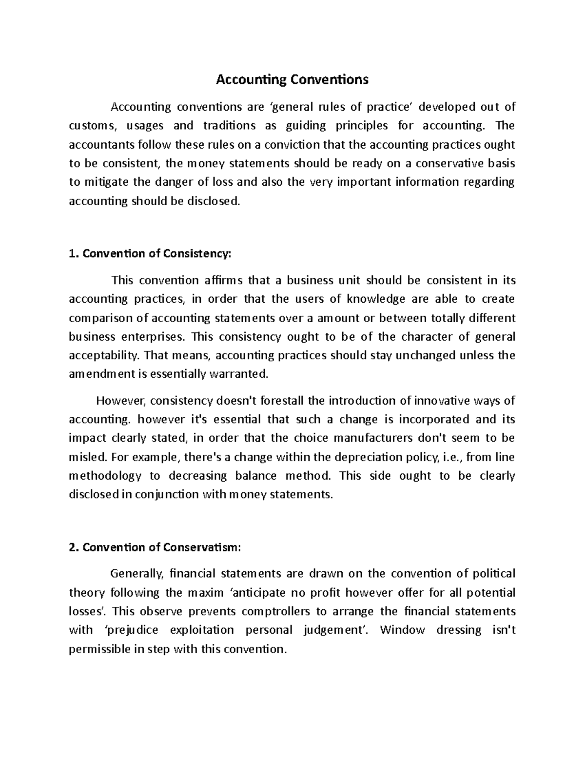 Accounting Conventions - Accounting Conventions Accounting conventions ...