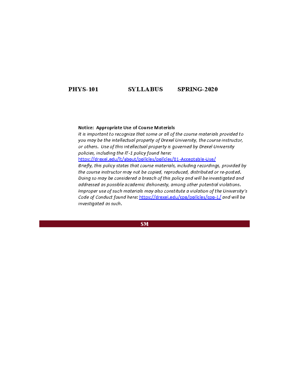 PHYS101 SYLLABUS - Warning: TT: undefined function: 32 PHYS-101 ...