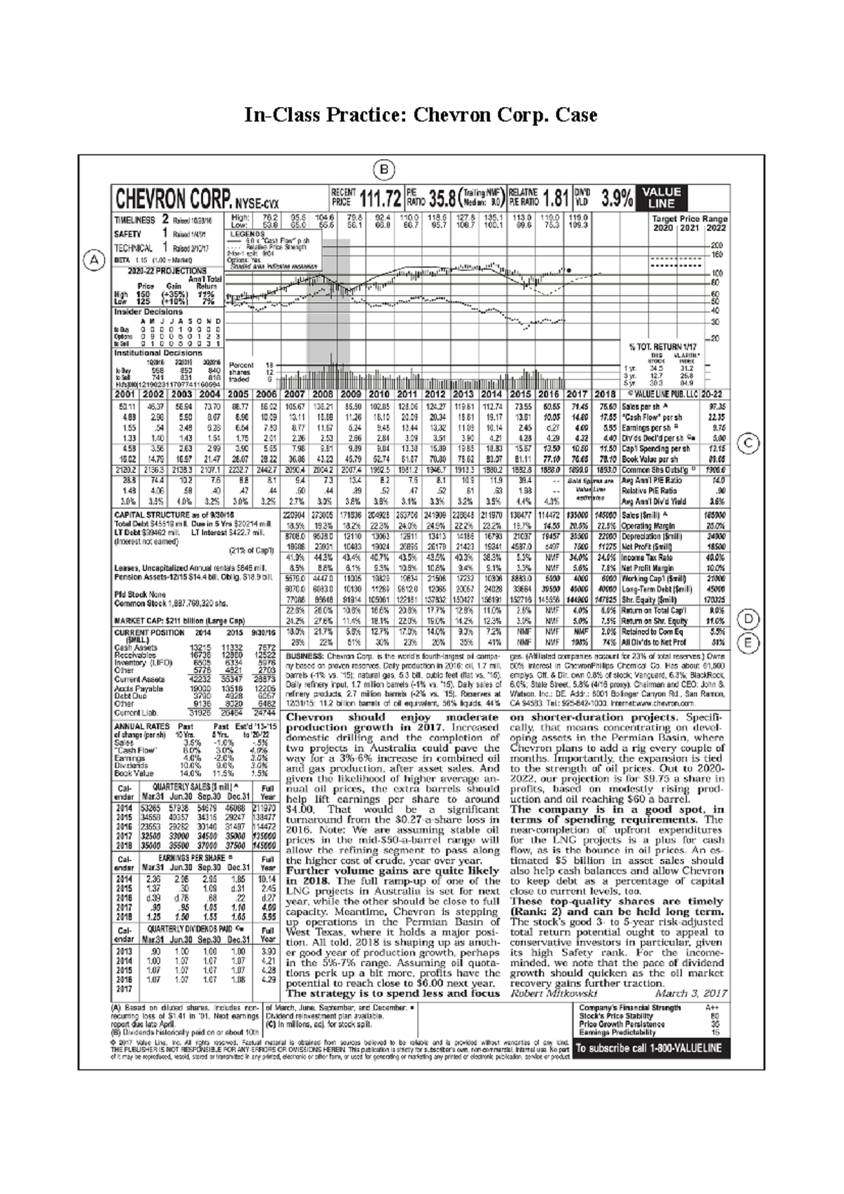 In Class Excel Practice Ch8 Spring 2023 Corporate Finance In Class Practice Chevron Corp