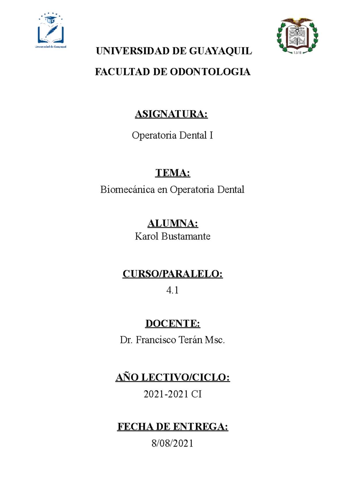 Posicion de paciente y operador - UNIVERSIDAD DE GUAYAQUIL FACULTAD ...