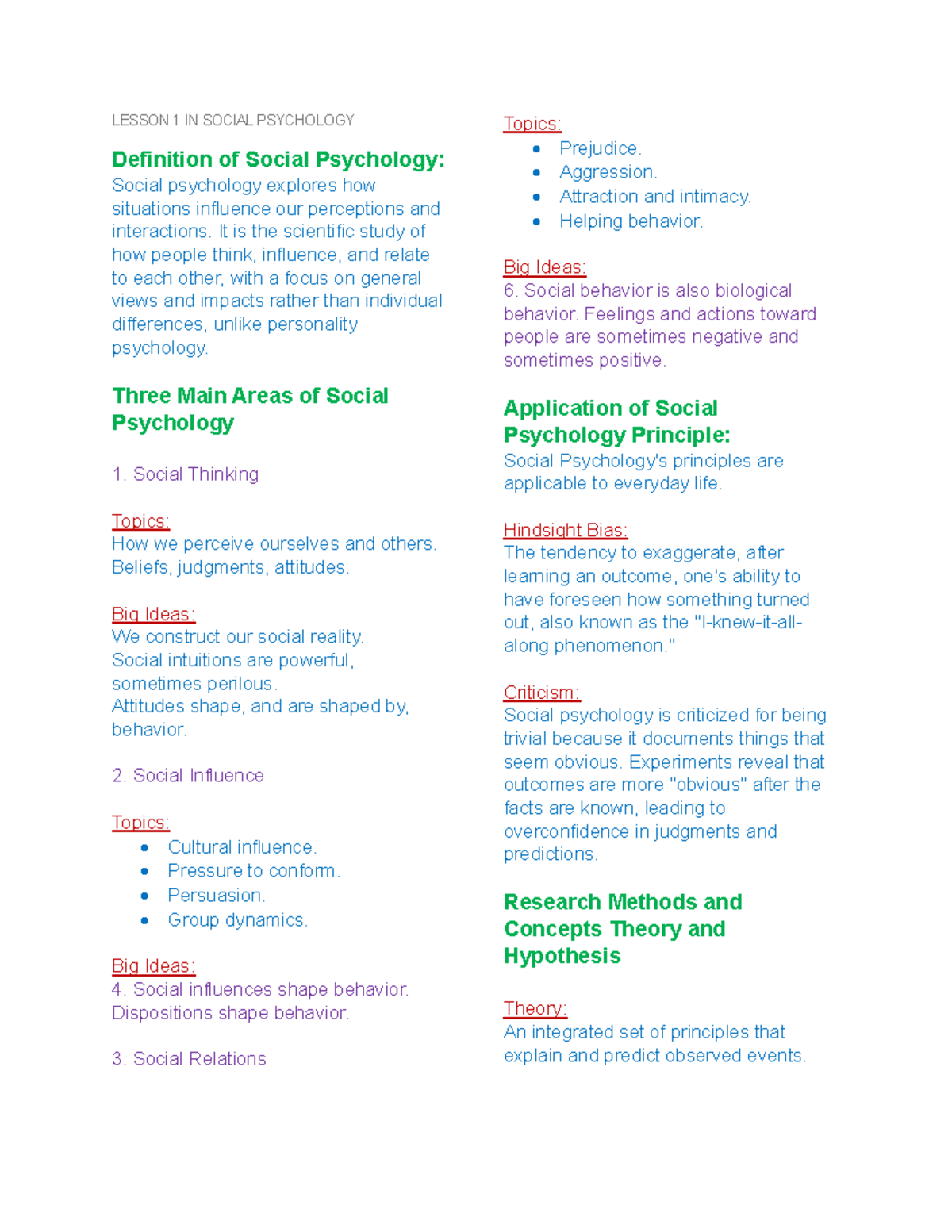 Notes IN SOC. Psych-compressed - LESSON 1 IN SOCIAL PSYCHOLOGY ...