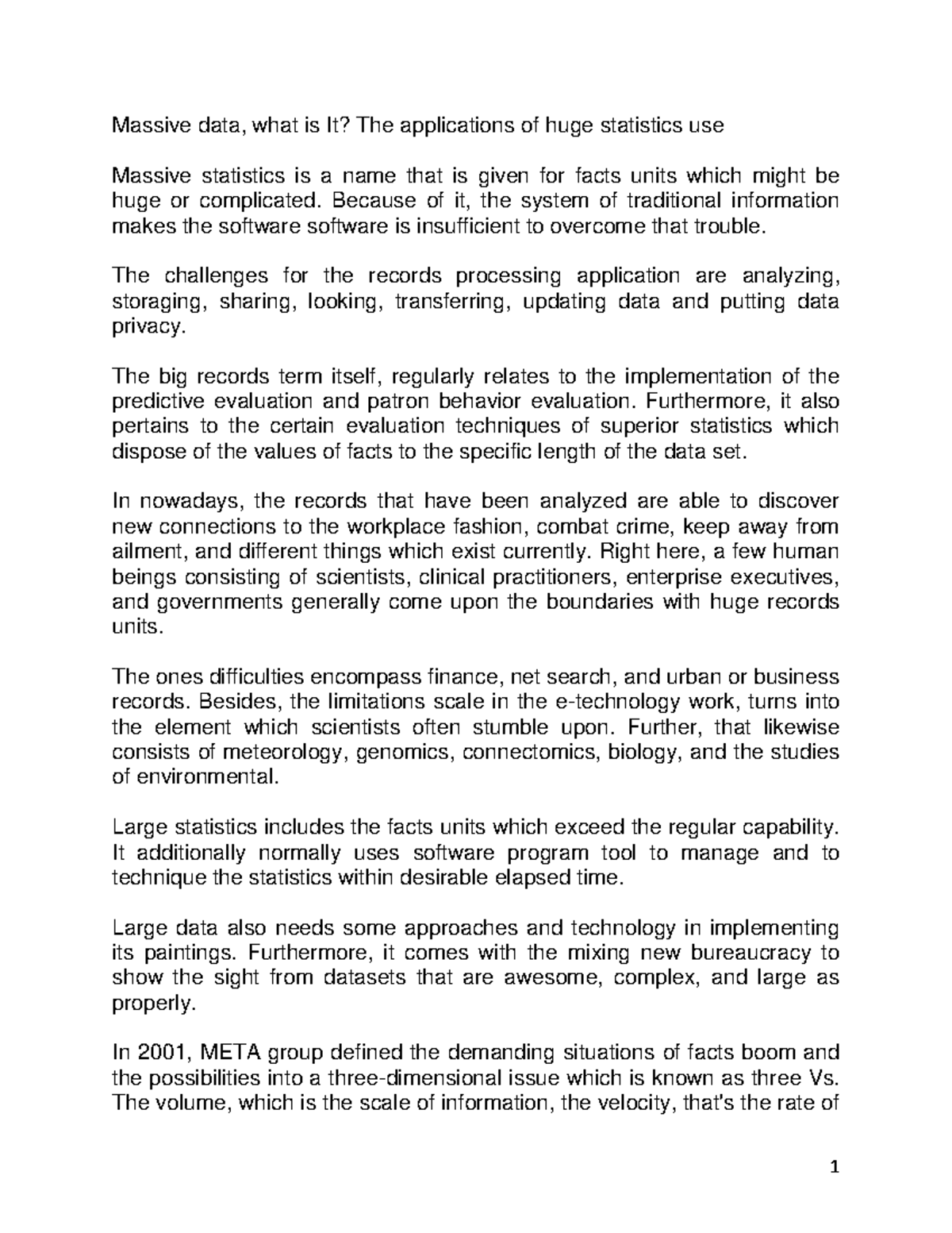 Massive data - An essay for specific topic - Massive data, what is It ...