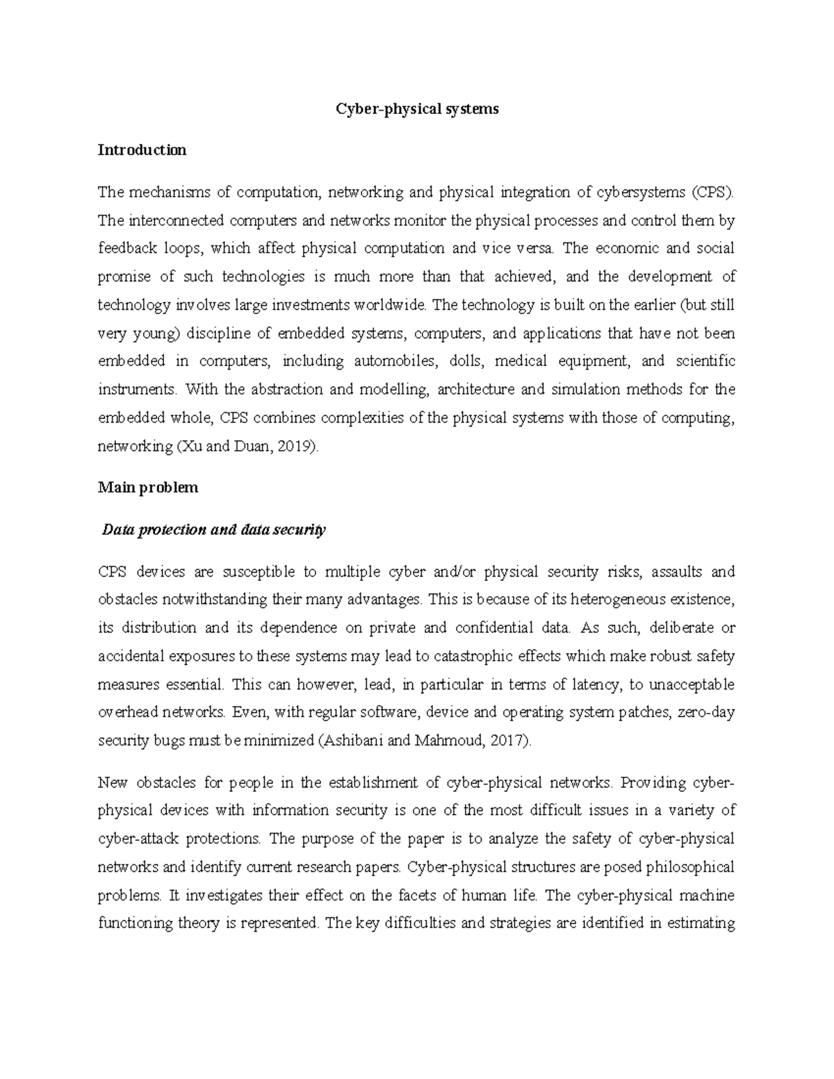 Vc - short notes - Cyber-physical systems Introduction The mechanisms ...