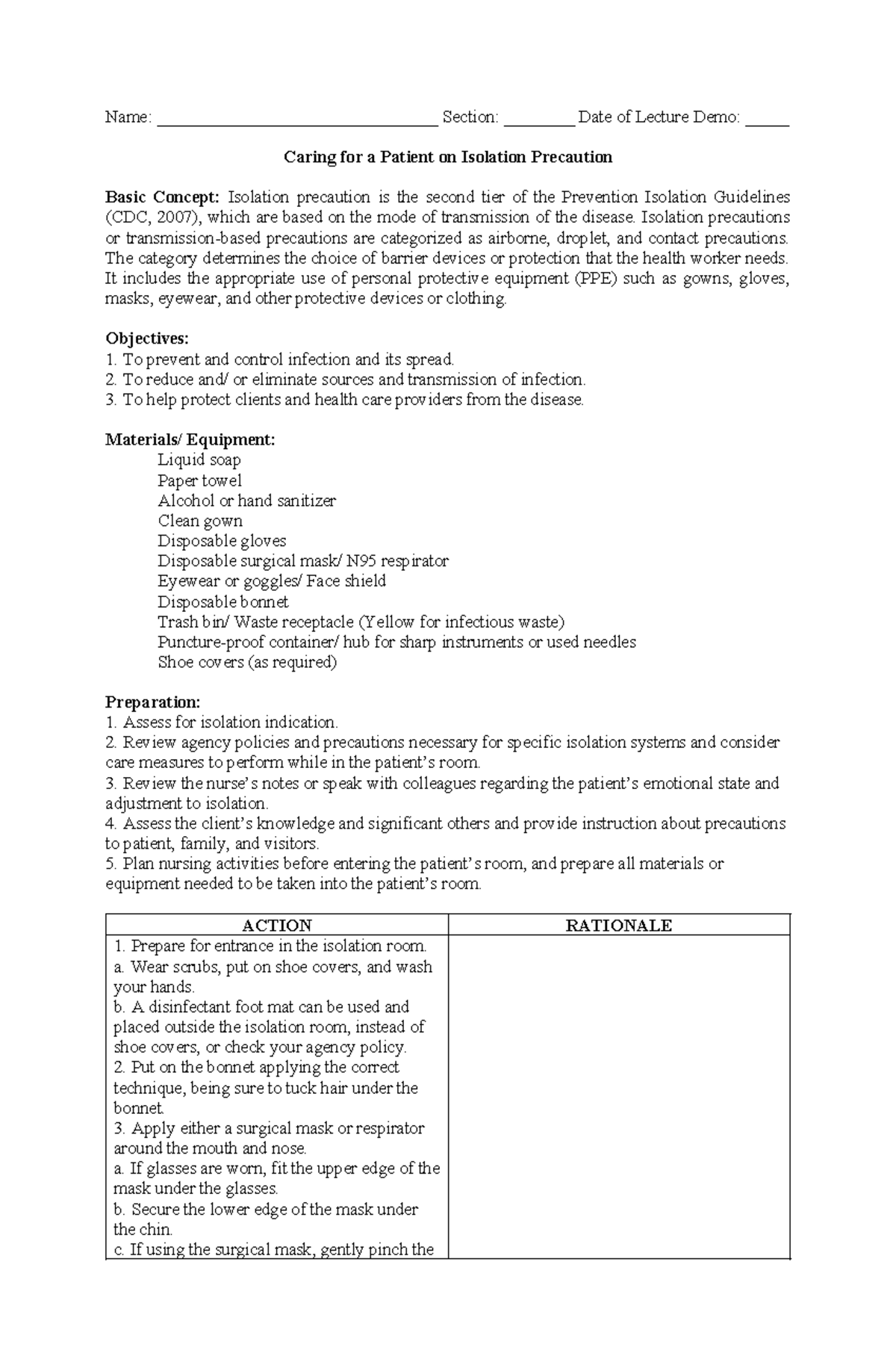 CD-technique - CD TECHNIQUE PROCEDURE - Name ...