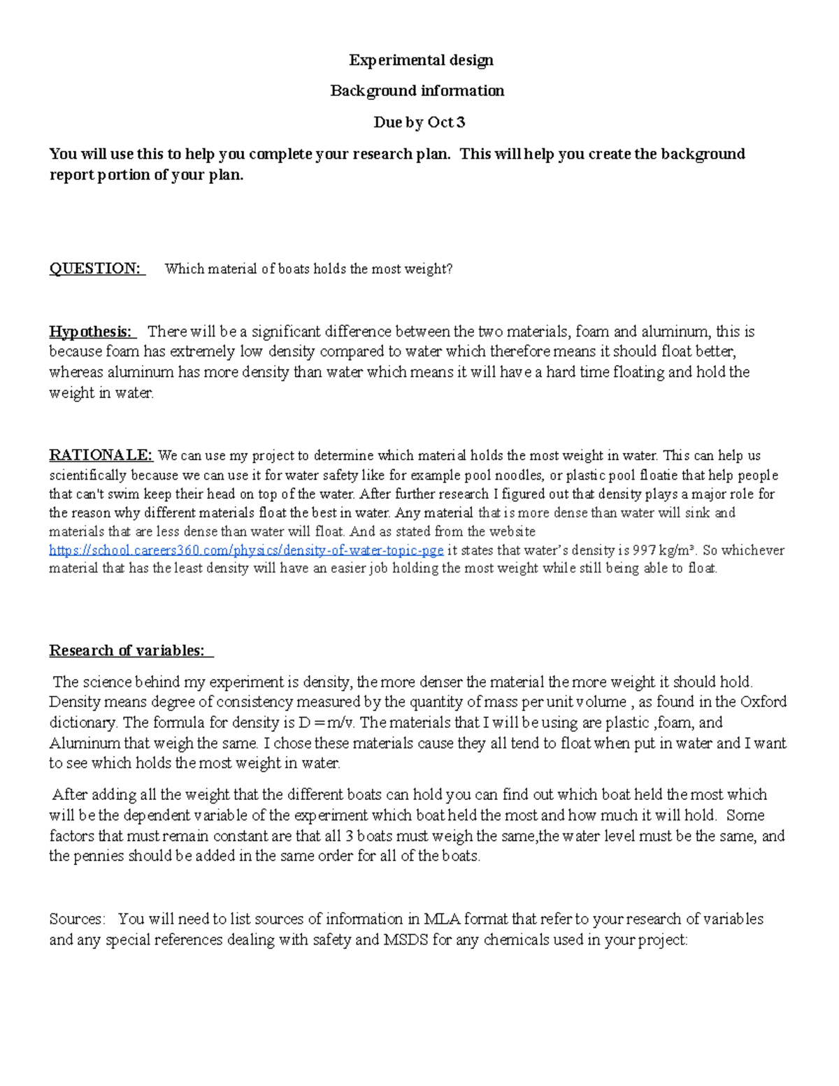 Background information for experimental design-1 (1) - Experimental ...