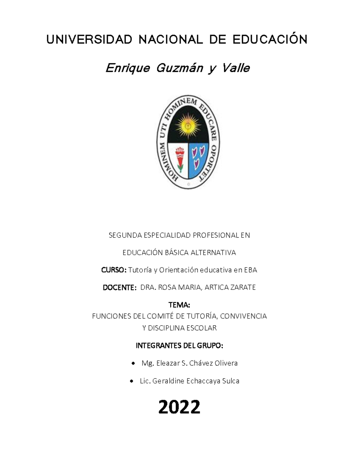 Monografia Funciones DEL Comite DE Tutoria Convivencia Y Disciplina ...