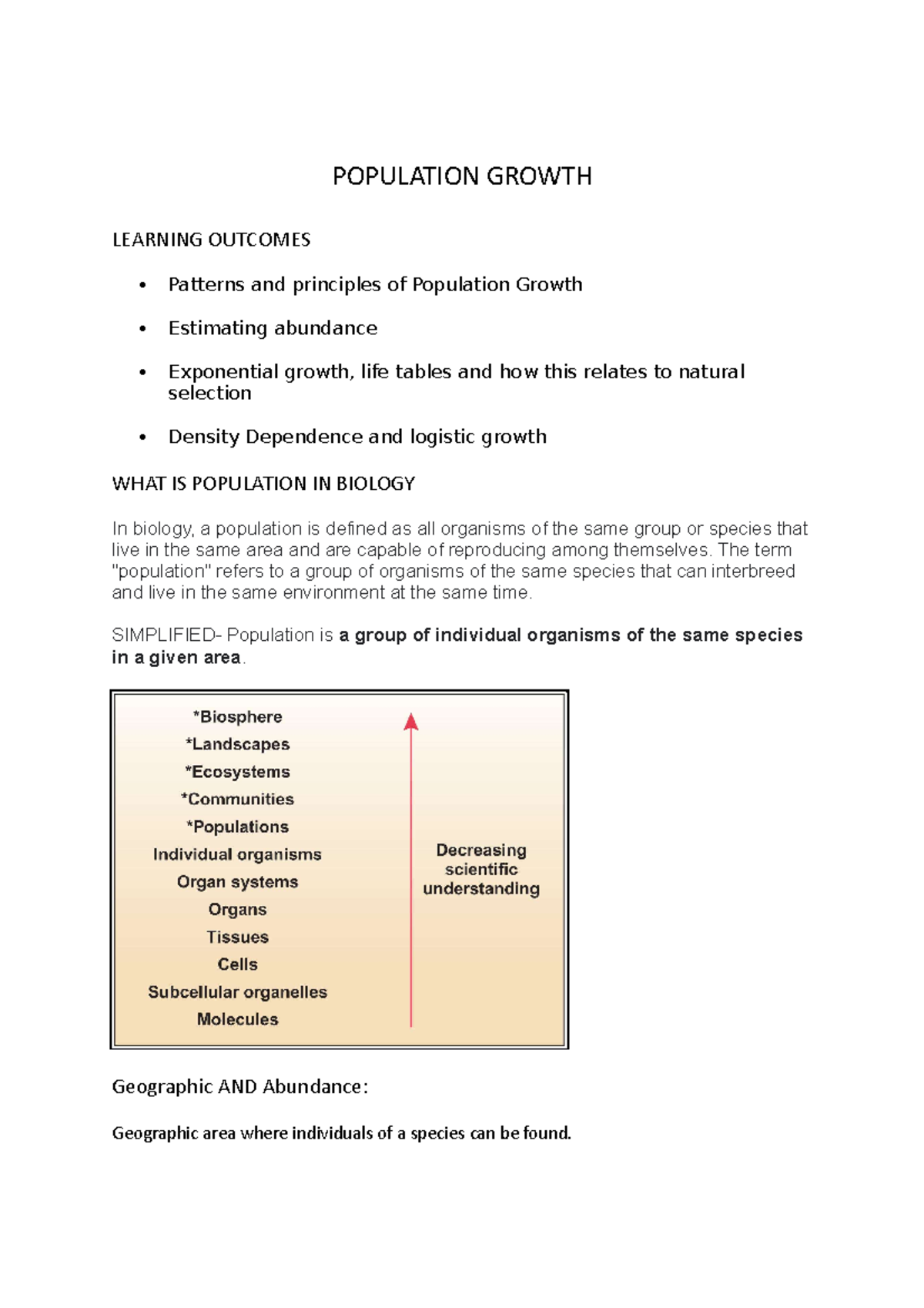 Population Growth - POPULATION GROWTH LEARNING OUTCOMES Patterns and ...
