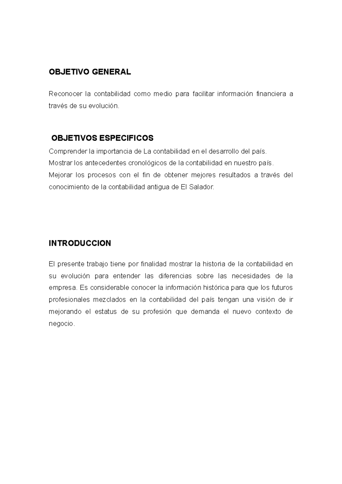 Contabilidad documento - OBJETIVO GENERAL Reconocer la contabilidad ...