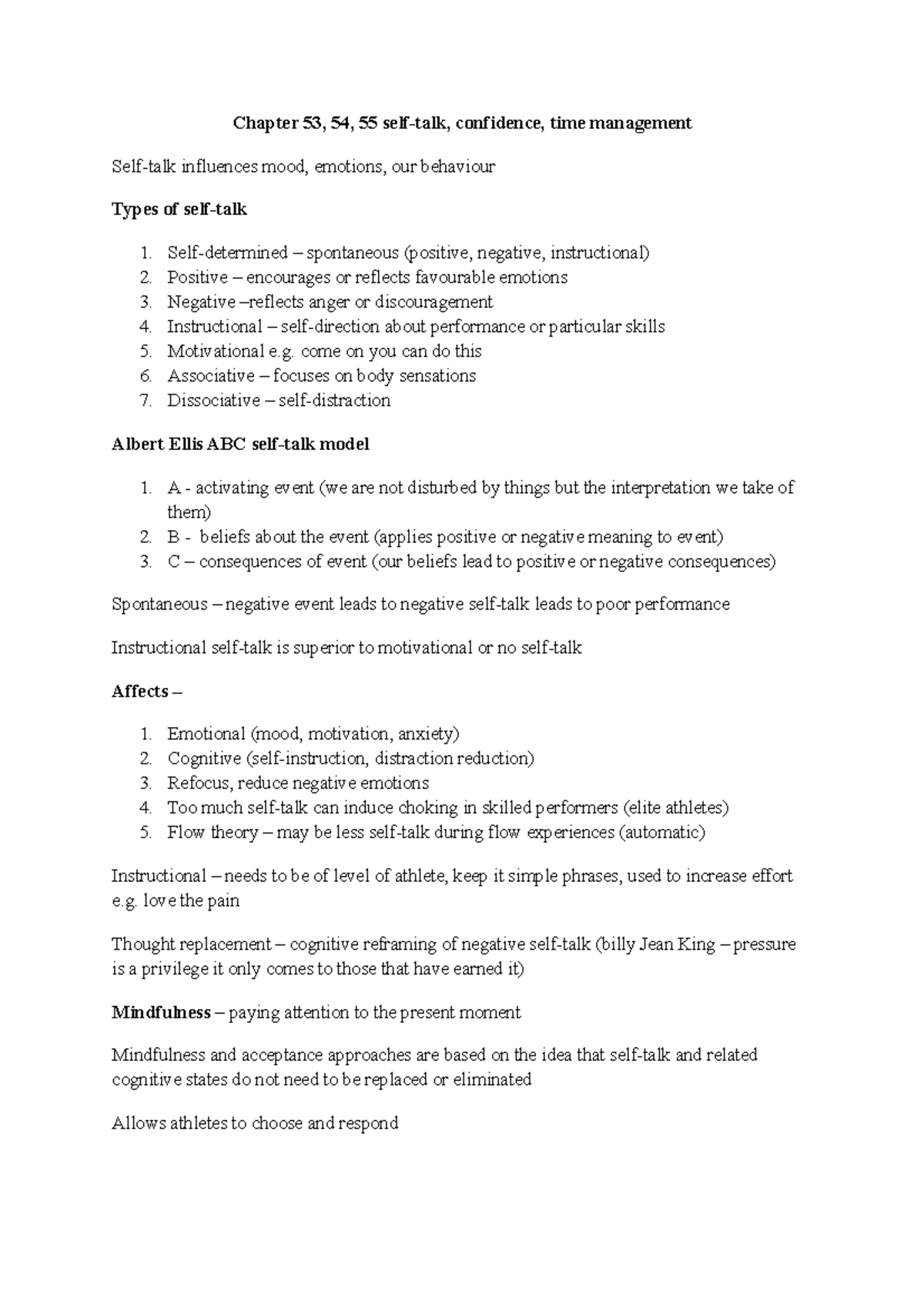 Chapter 53,54,55 self-talk, confidence, time management - Chapter 53 ...