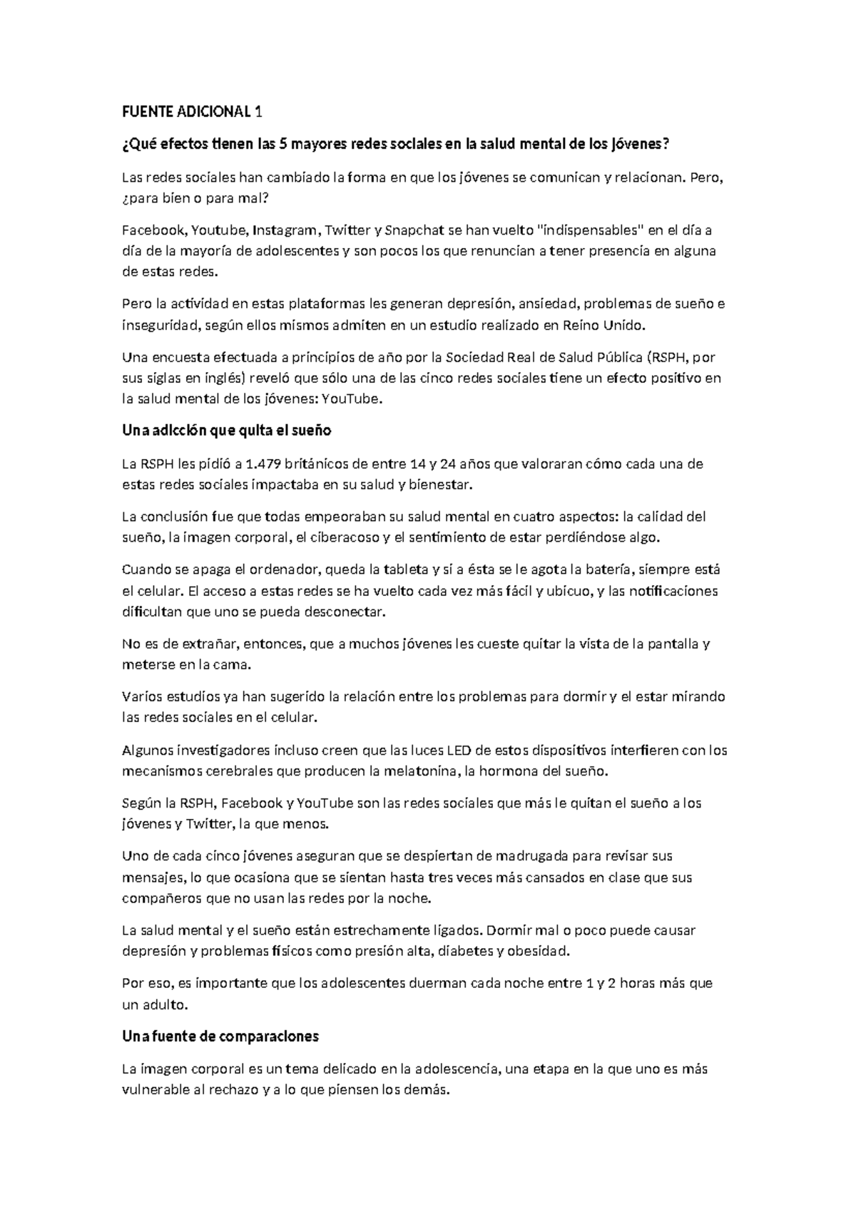 Fuente Adicional - dcdddd - FUENTE ADICIONAL 1 ¿Qué efectos tienen las ...