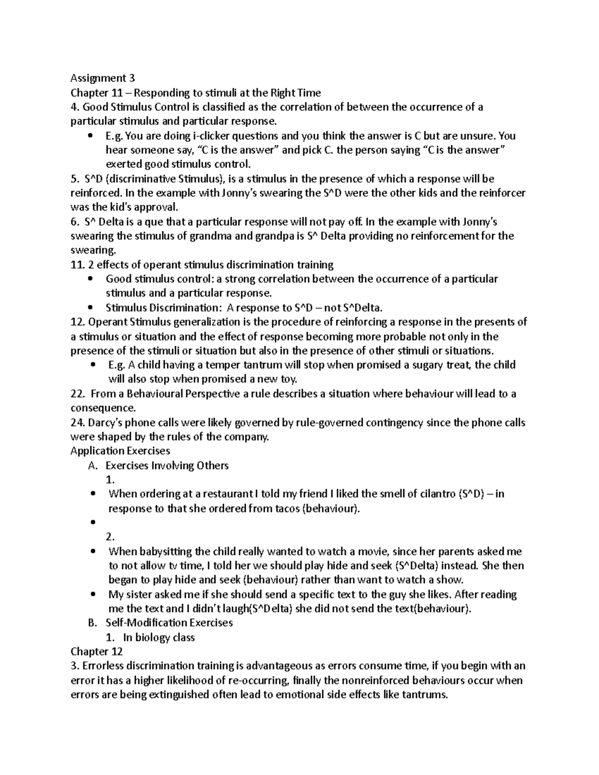 Behaviour Modification Assignment 3 - Assignment 3 Chapter 11 ...