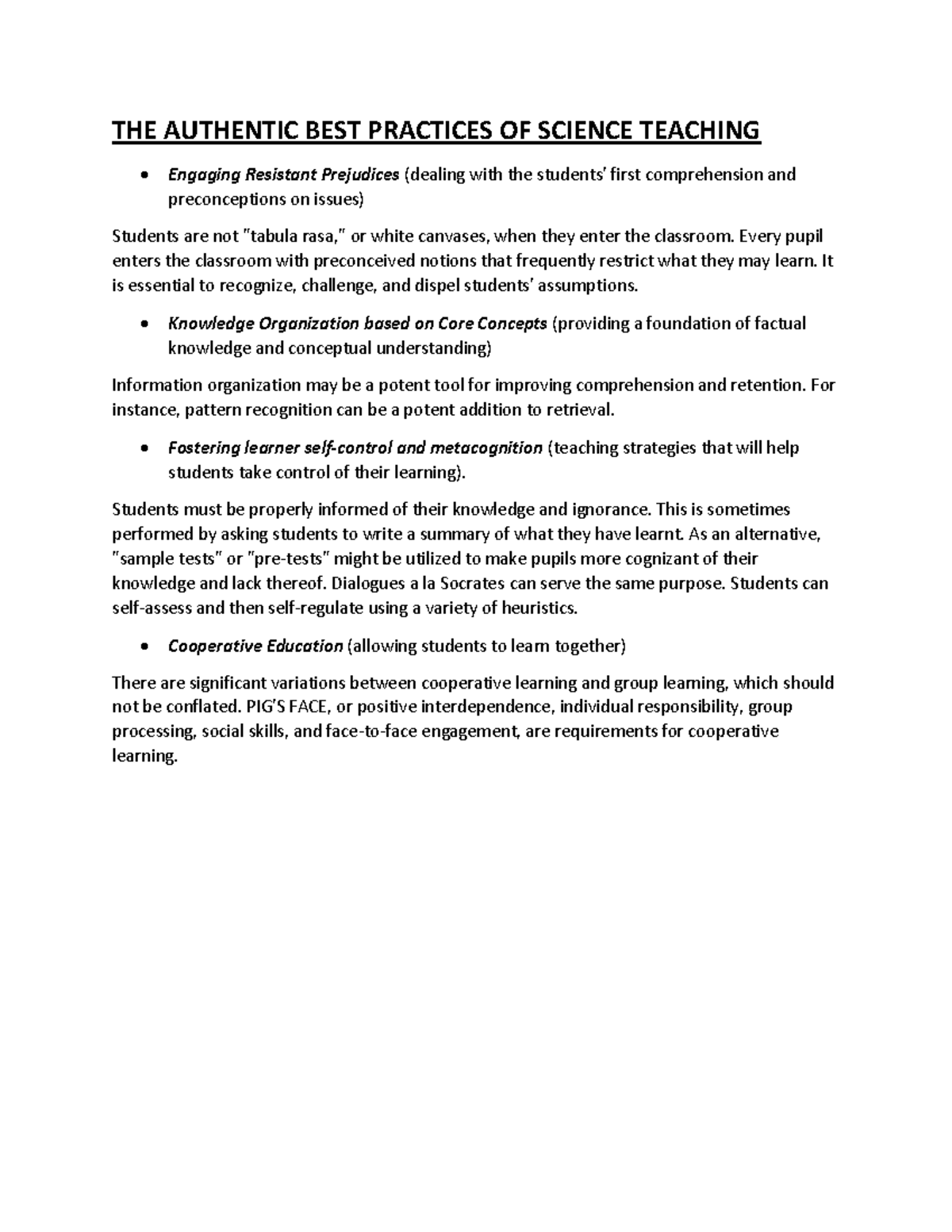 THE Authentic BEST Practices OF Science Teaching - THE AUTHENTIC BEST ...