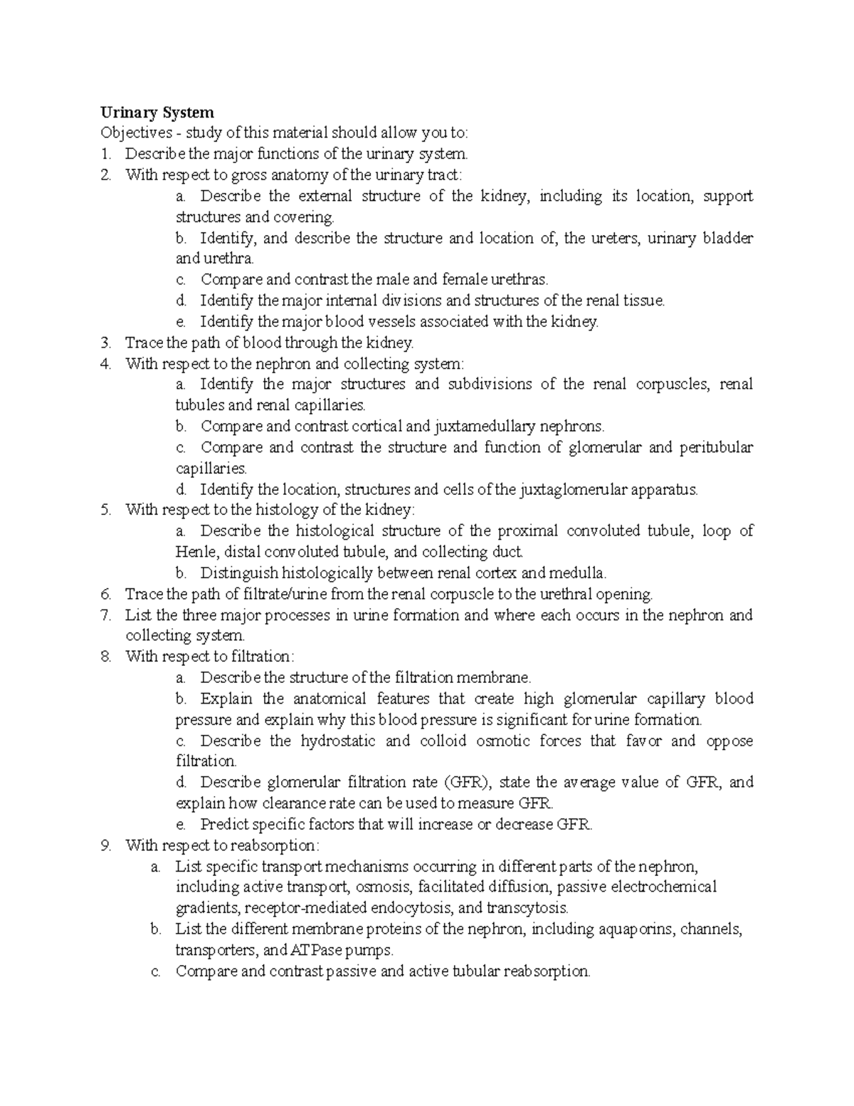 Urinary System Study guide - Urinary System Objectives - study of this ...