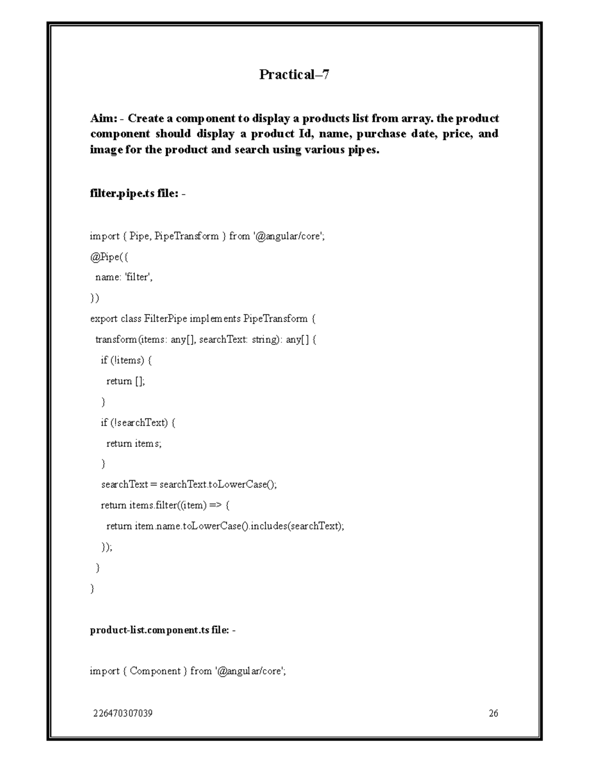 P7-10 - Practical– Aim: - Create a component to display a products list ...