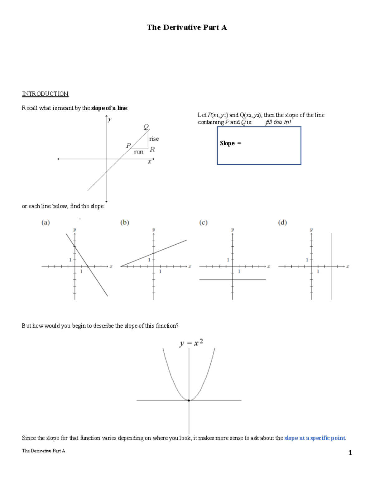 6A The Derivative Part A - The Derivative Part A 1 The Derivative Part ...
