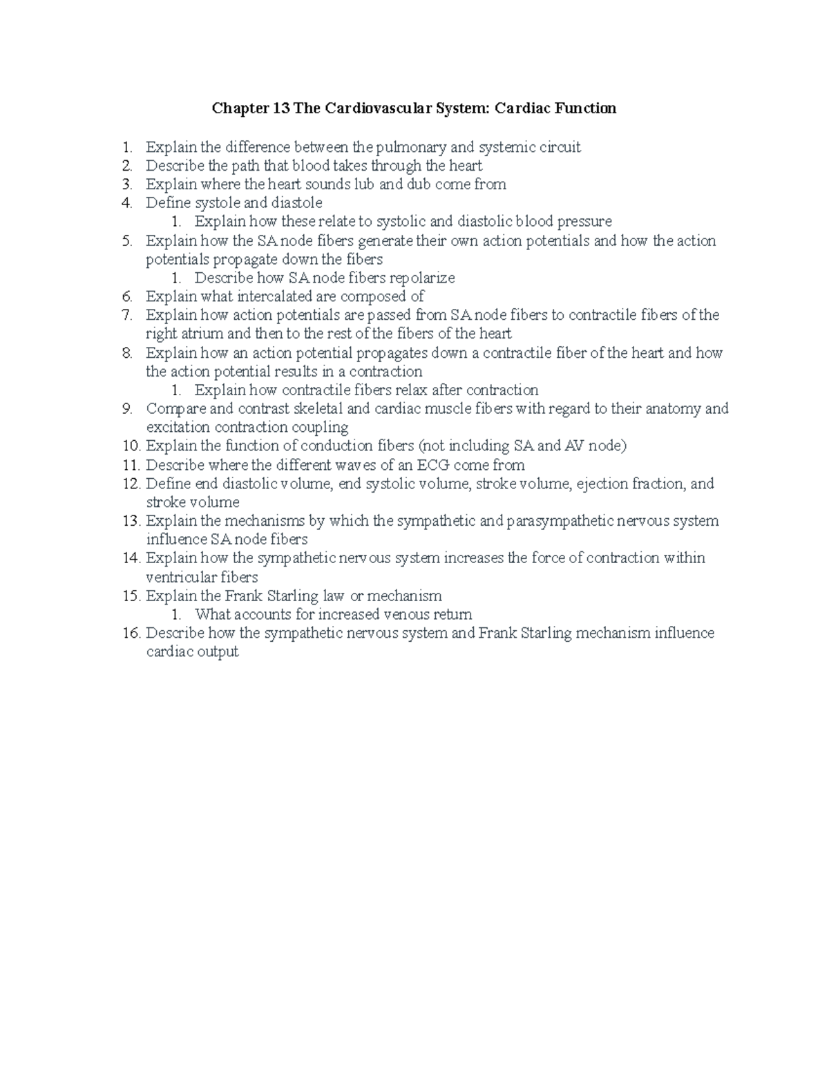 Cardiovascular System: Cardiac Function and Blood Flow - Studocu