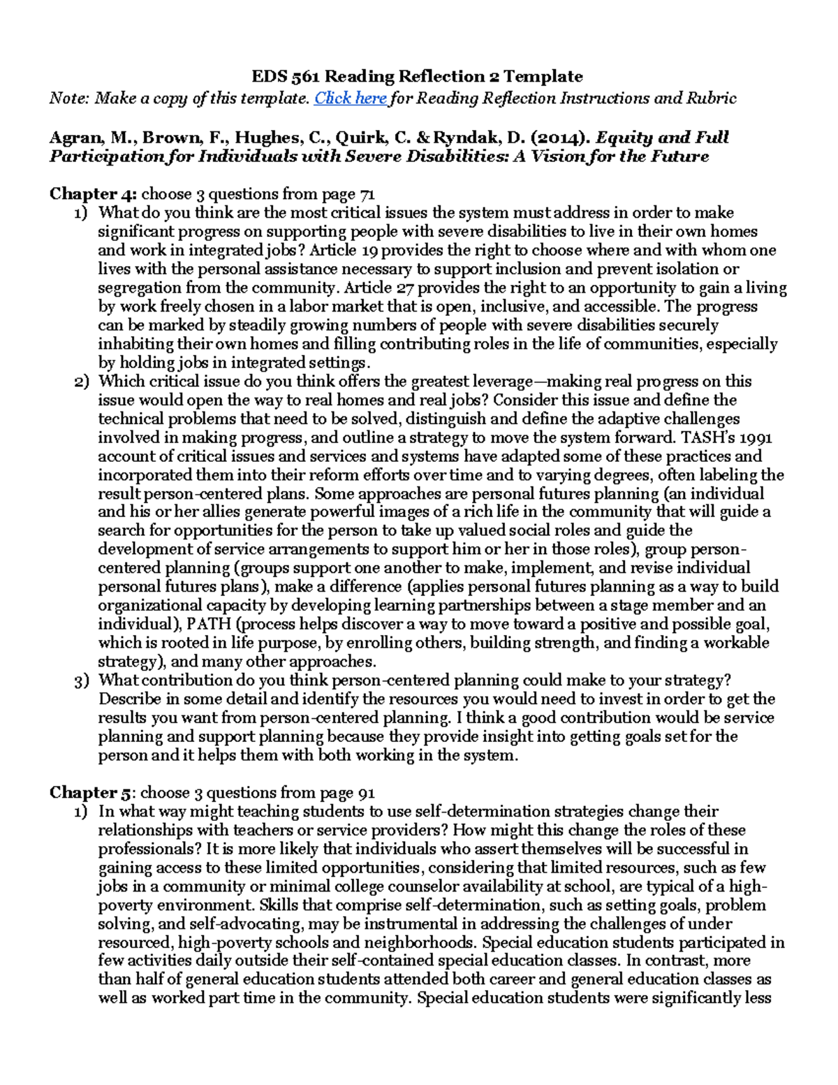 EDS 561 Reading Reflection 2 Template - EDS 561 Reading Reflection 2 ...