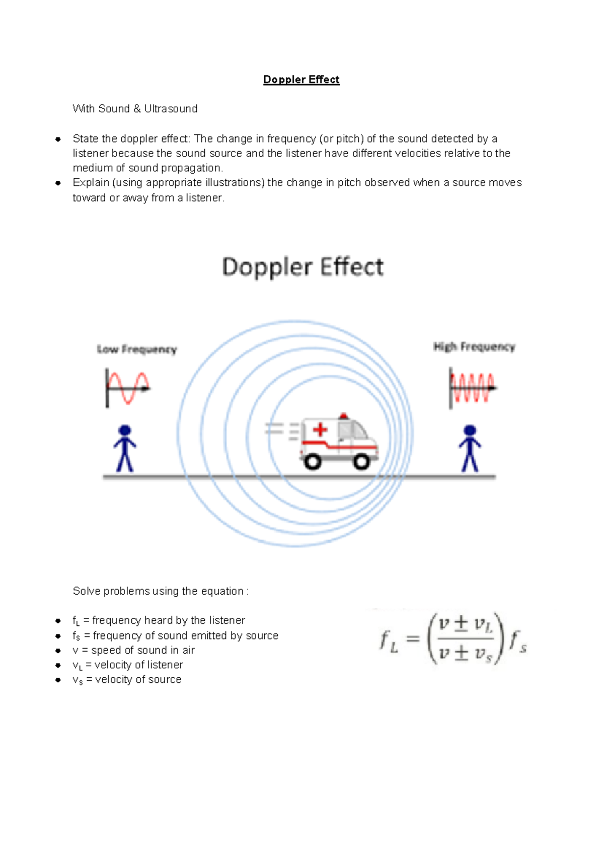 Doppler Effect - Doppler Effect With Sound & Ultrasound State the ...