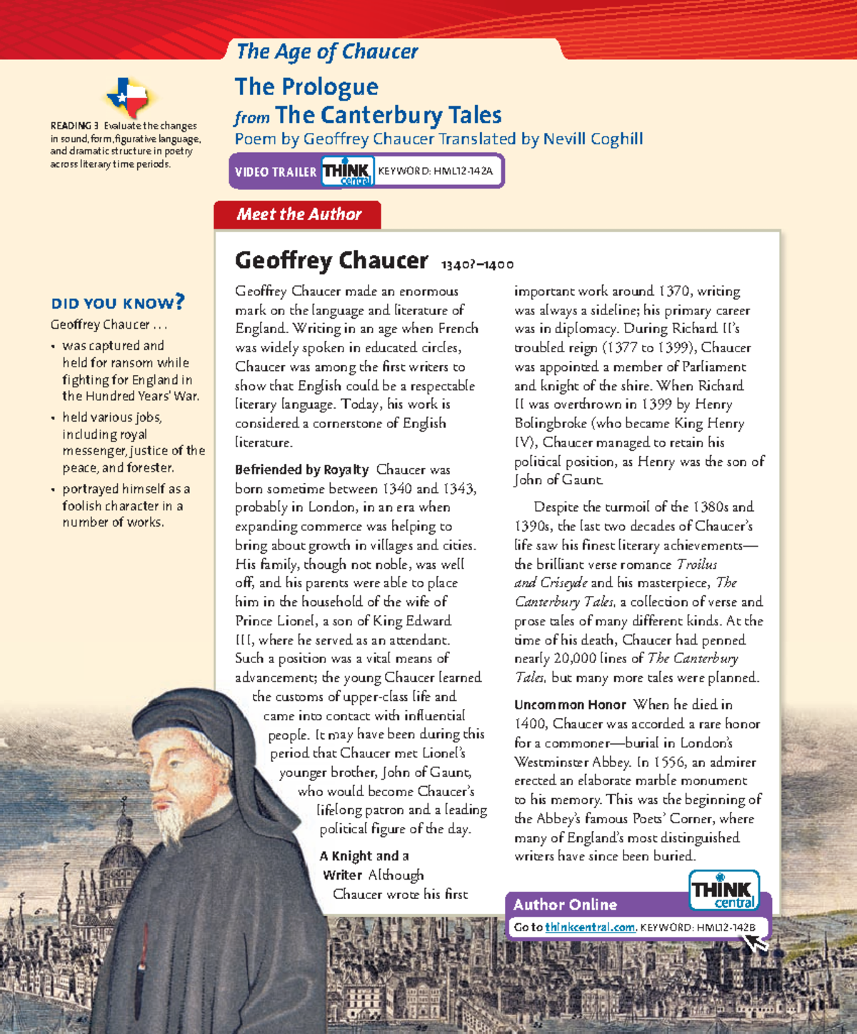 Canterbury Tales prologue - The Age of Chaucer The Prologue from Poem ...