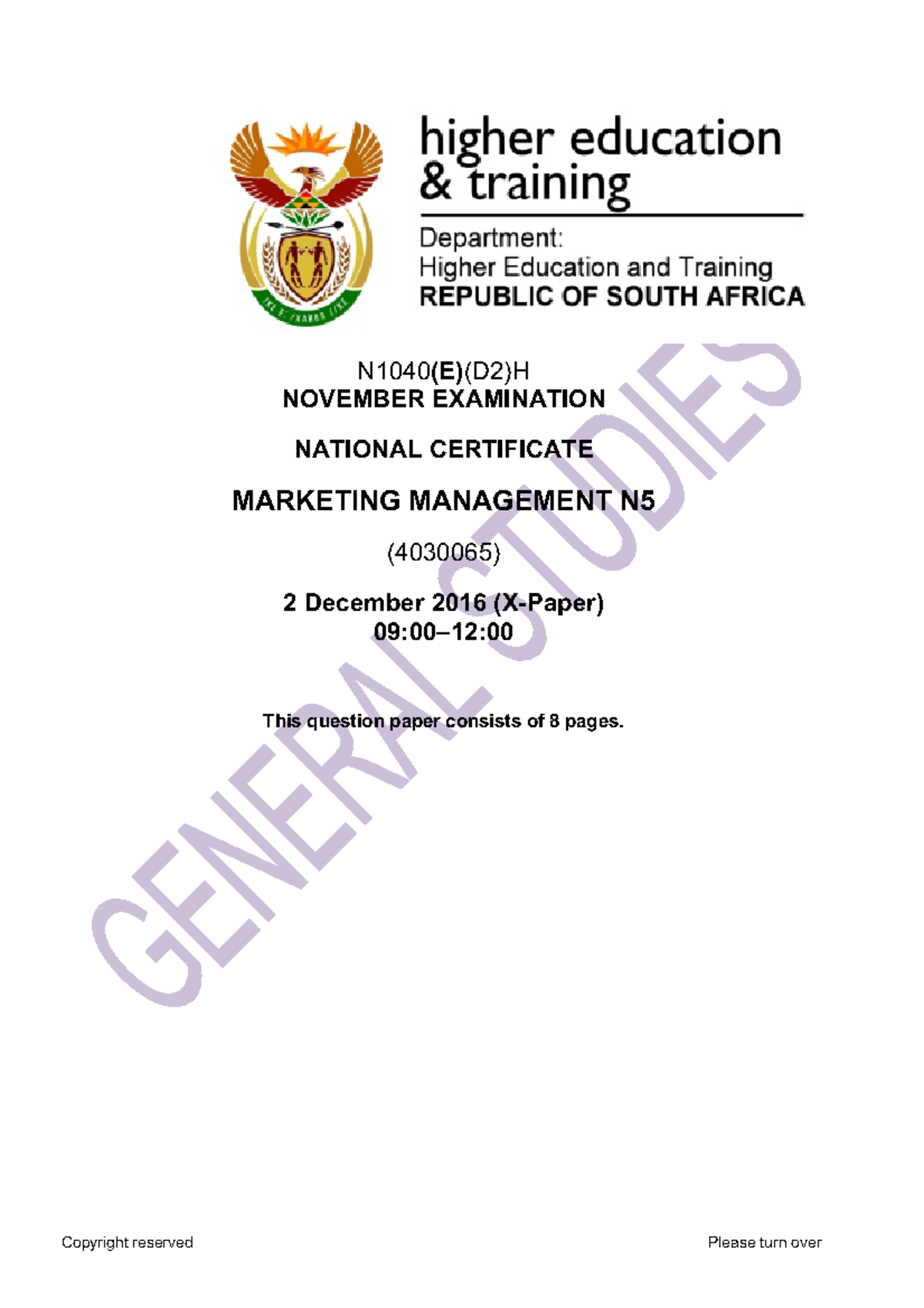N5 Marketing Management November 2016 QP - N 1040 (E)(D2)H NOVEMBER ...