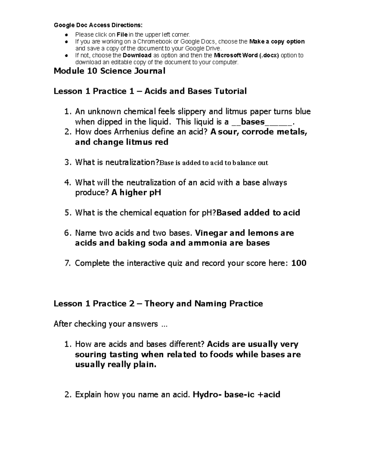 Copy of Module Ten Science Journal Download - Google Doc Access ...