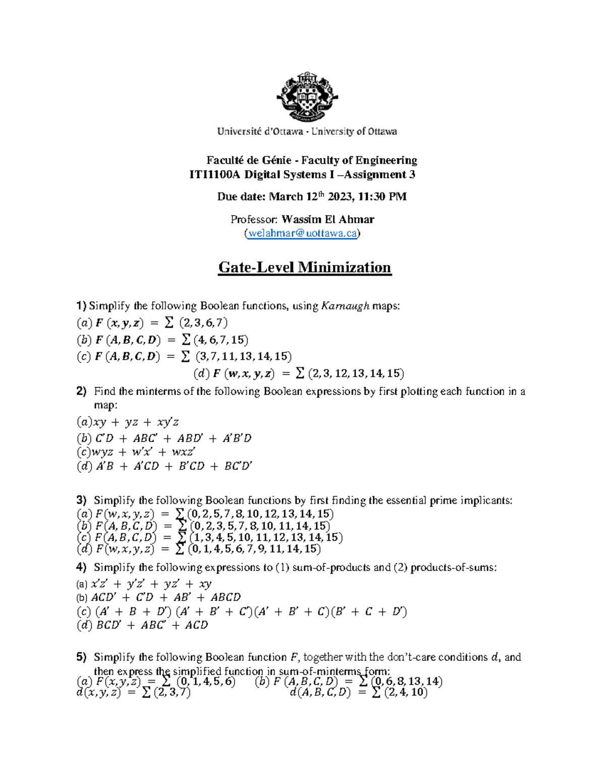 Assignment 3 - (a) Derive the Boolean expressions for 𝑇1 through 𝑇4. Evaluate the outputs 𝐹1 and ...
