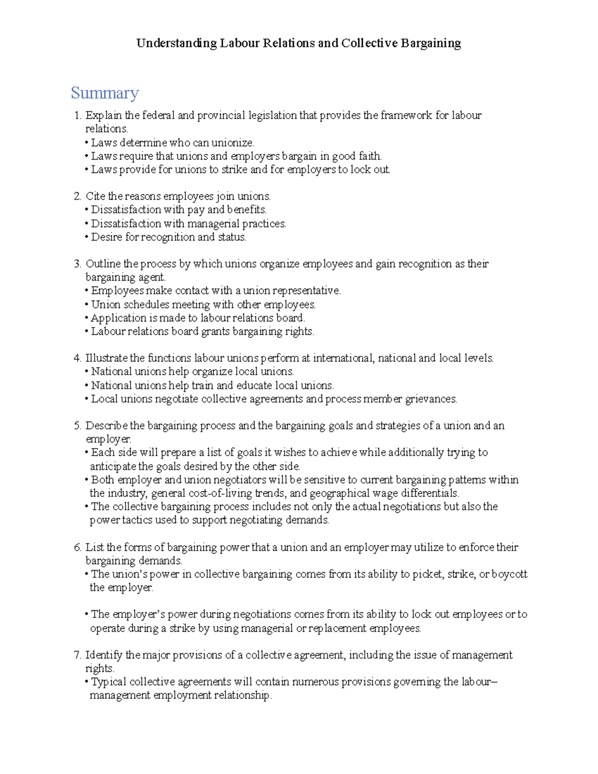 HR Understanding Labour Relations and Collective Bargaining ...