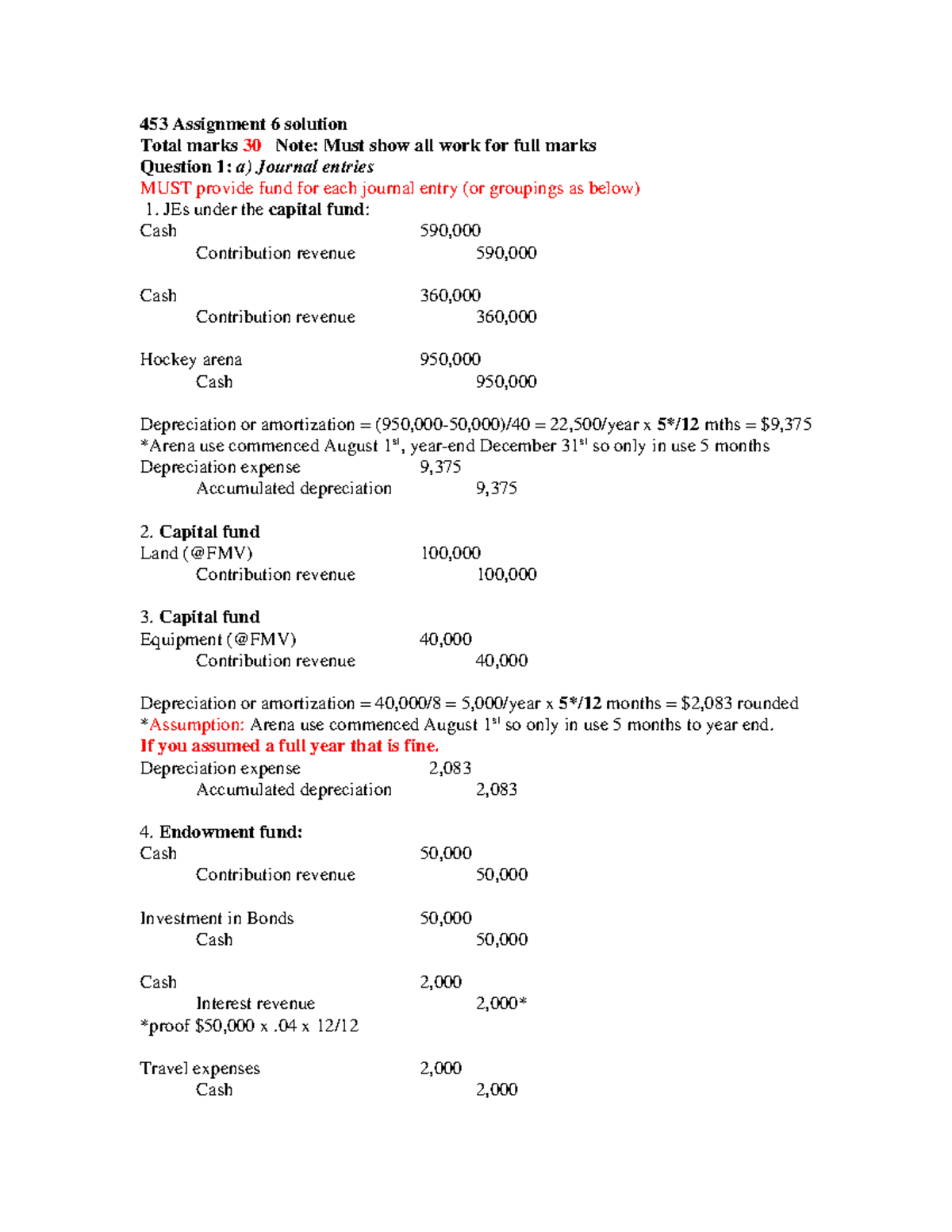 Assignment 6 Soln - 453 Assignment 6 solution Total marks 30 Note: Must show all work for full ...