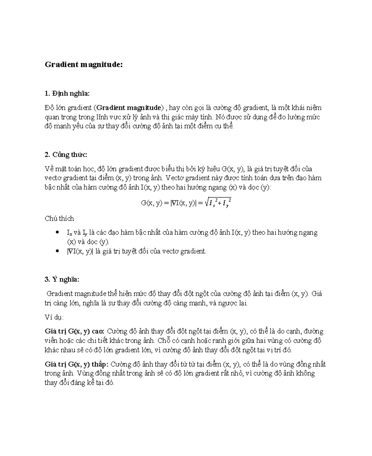 Gradient magnitude phần lí thuyết - Gradient magnitude: Định nghĩa: Độ lớn gradient (Gradient ...