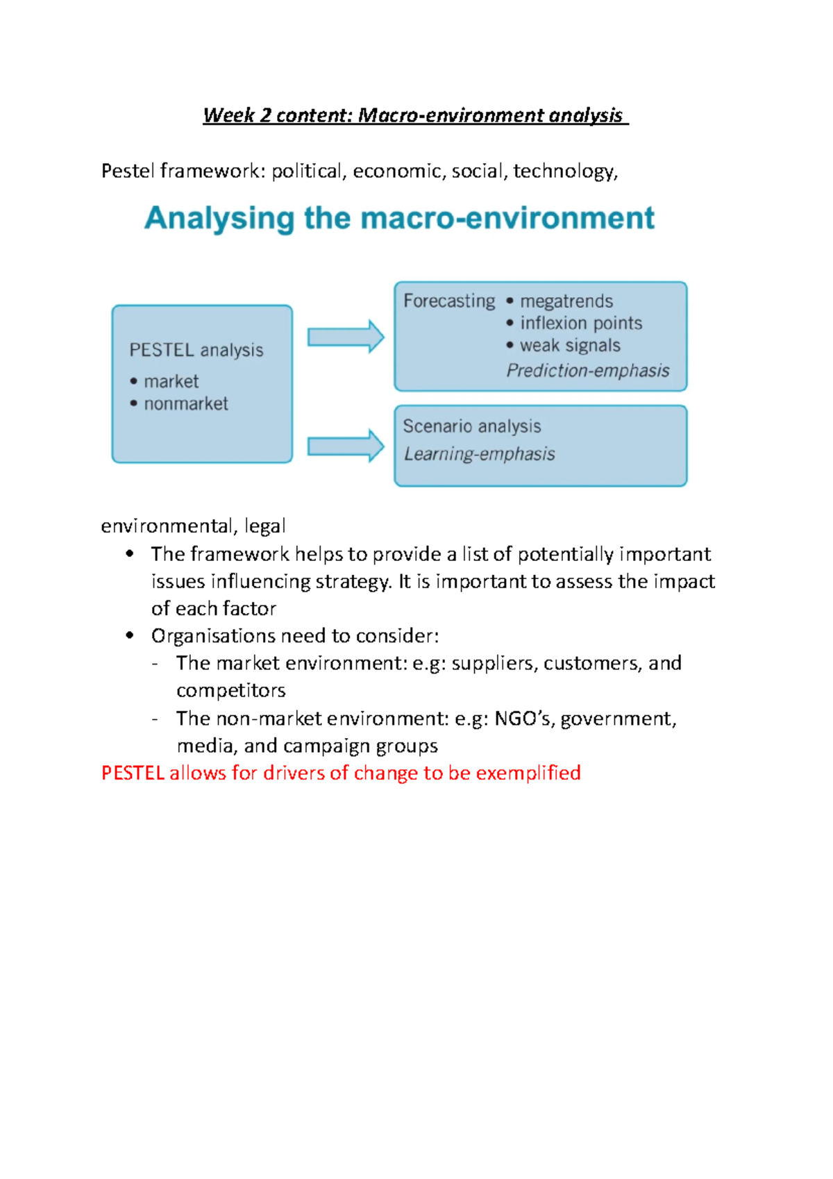 Week 2 content - Week 2 content: Macro-environment analysis Pestel ...
