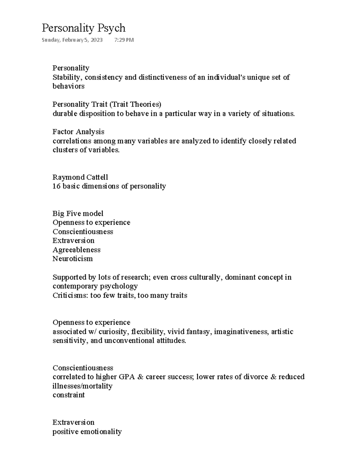 Personality Psych 1 - Teacher Erin Horn - Personality Stability ...
