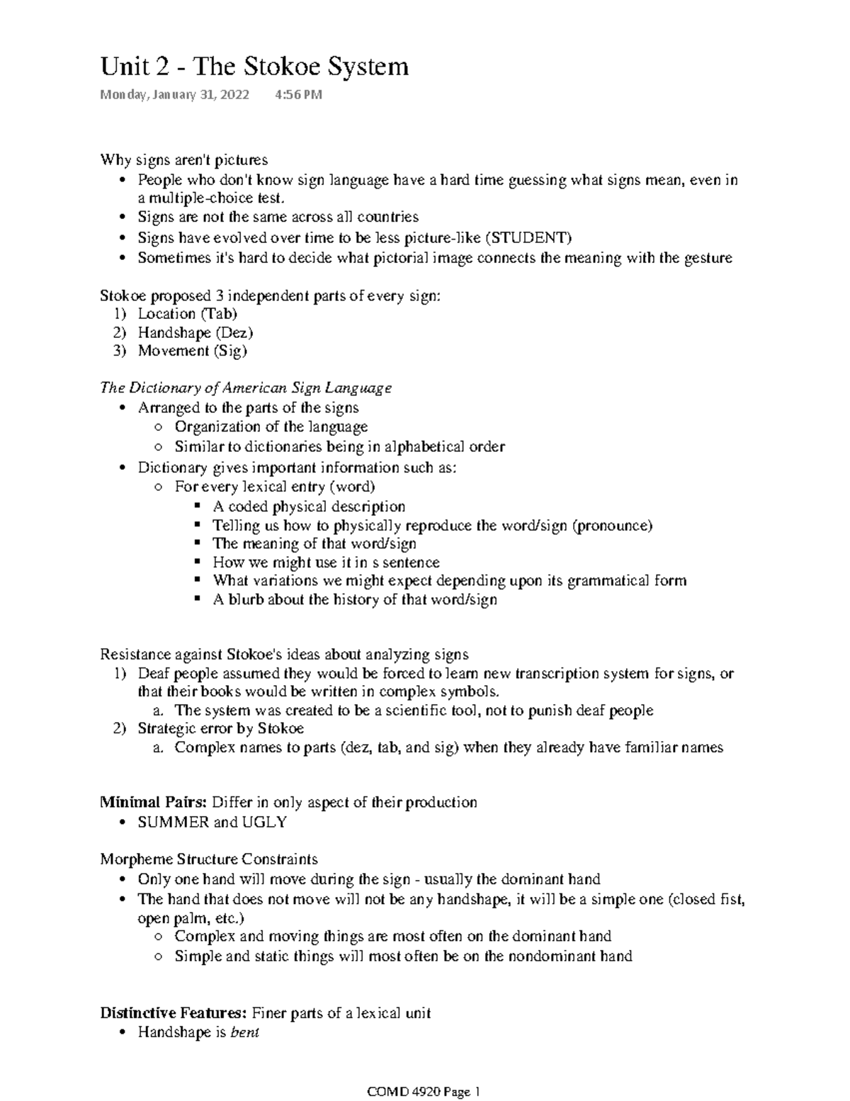 Unit 2 - The Stokoe System - COMD 4920 - USU - Studocu