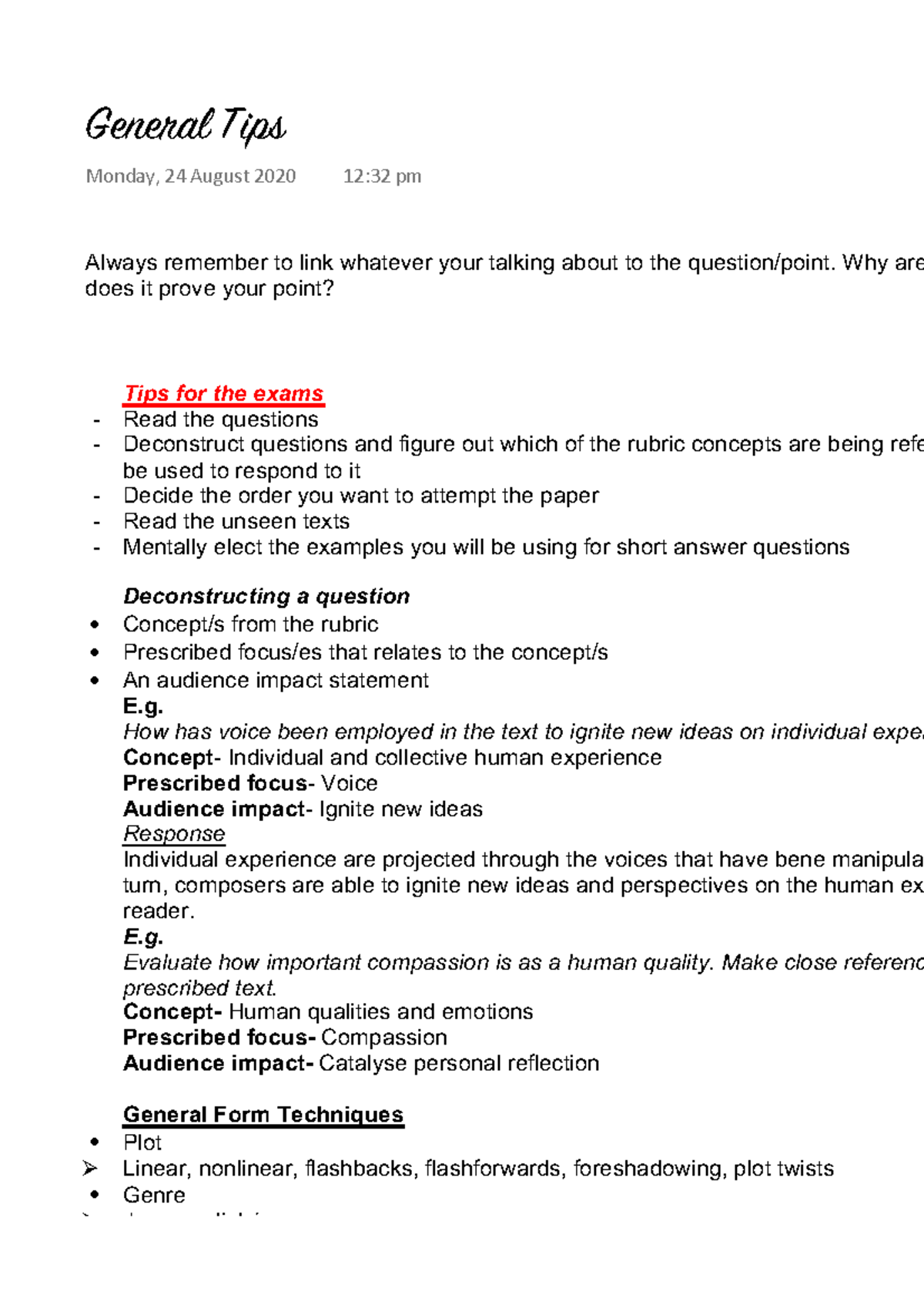 General Tips For English - Always remember to link whatever your ...