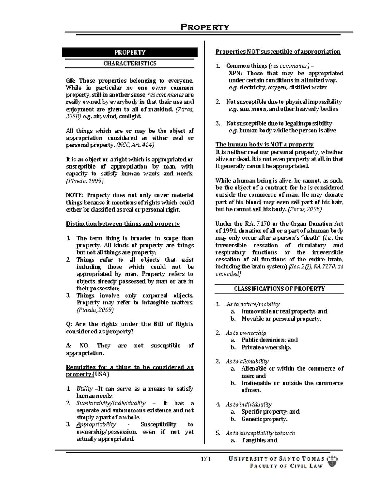 GN Property - None - Property 171 PROPERTY CHARACTERISTICS GR: Those properties belonging to ...