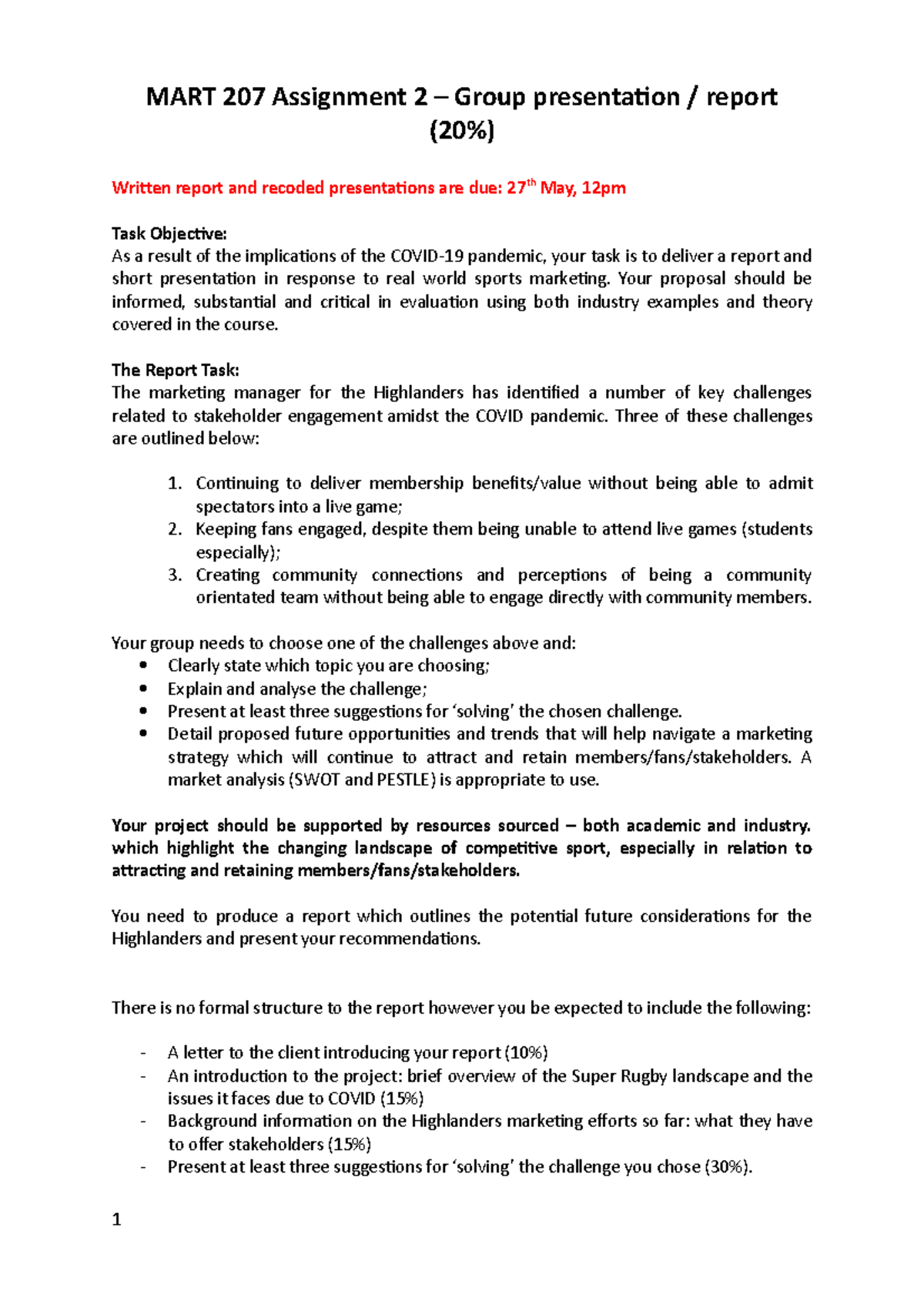 Assessment Two Group Report NEW - MART 207 Assignment 2 – Group ...