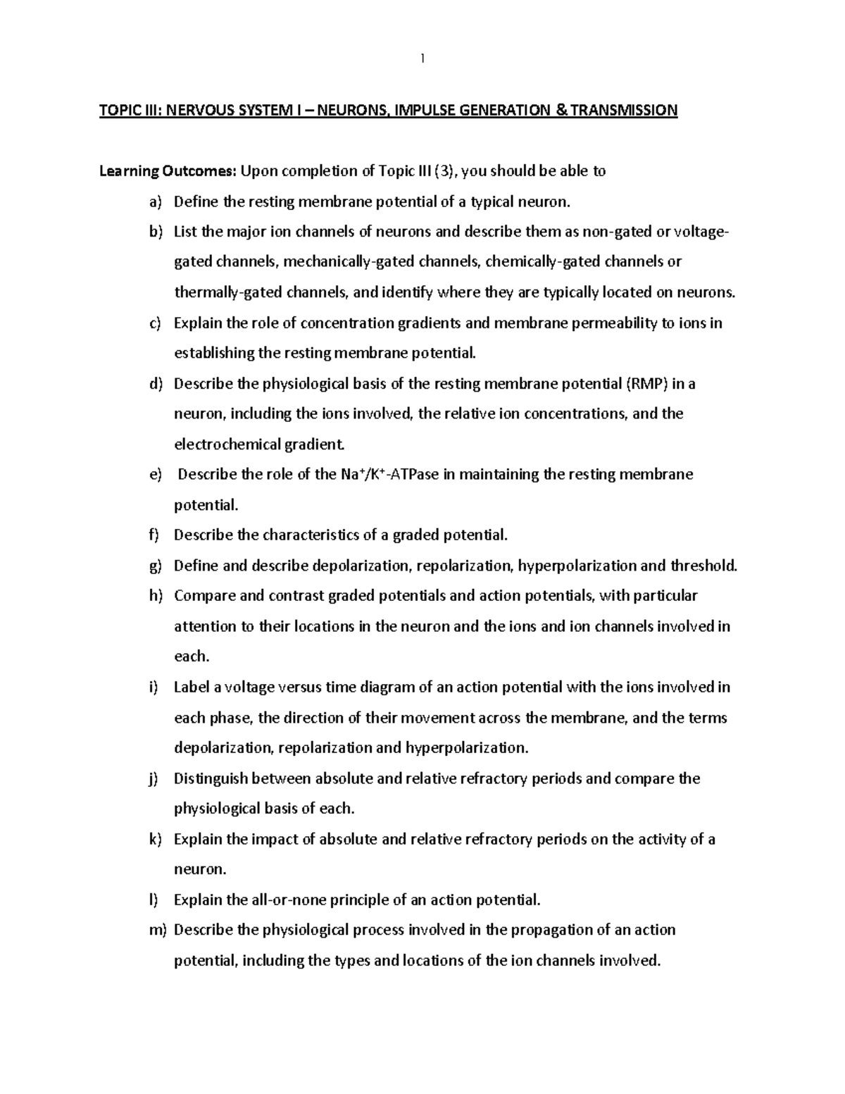 Topic 3 Nervous system I - Part 1 - TOPIC III: NERVOUS SYSTEM I ...