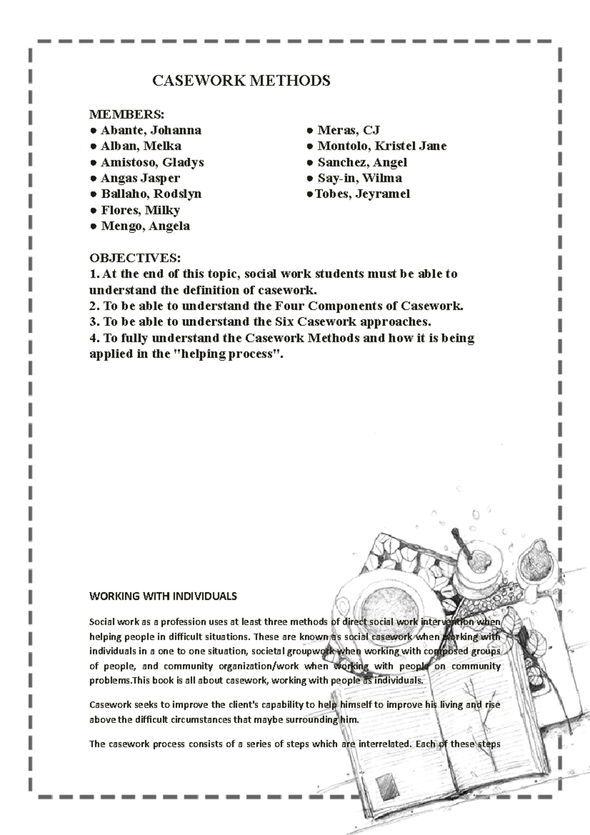 Casework Method - CASEWORK METHODS MEMBERS: Abante, Johanna Alban ...