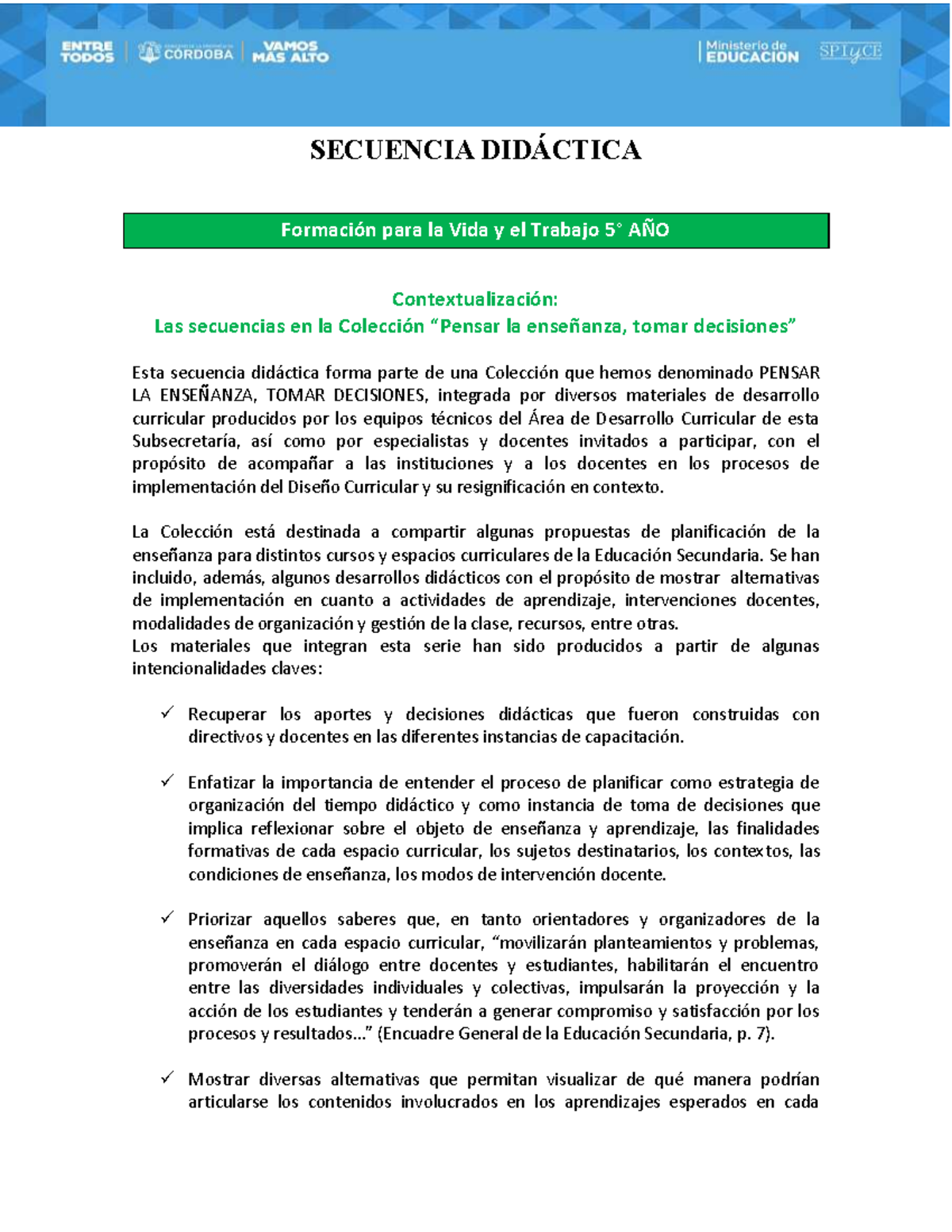 Secuencia fvyt - archivo - SECUENCIA DIDÁCTICA Formación para la Vida y ...