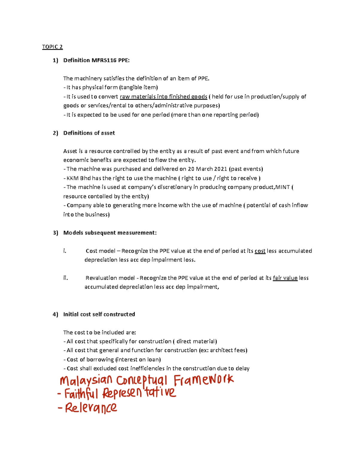 Nota FAR210 - TOPIC 2 Definition MFRS116 PPE: The machinery satisfies ...