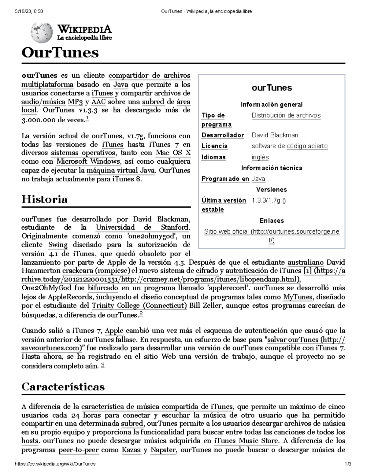 Our Tunes - Wikipedia, la enciclopedia libre - wikipedia/wiki/OurTunes ...