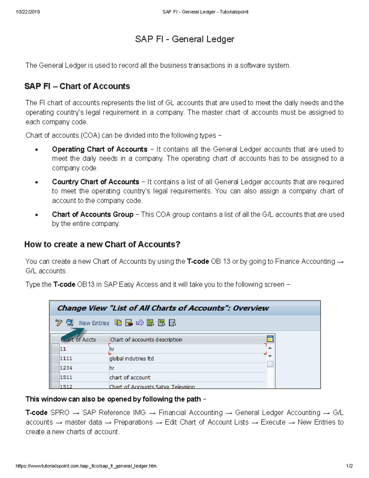 7 Sap Fi General Ledger Tutorialspoint 10222019 Sap Fi General Ledger Tutorialspoint