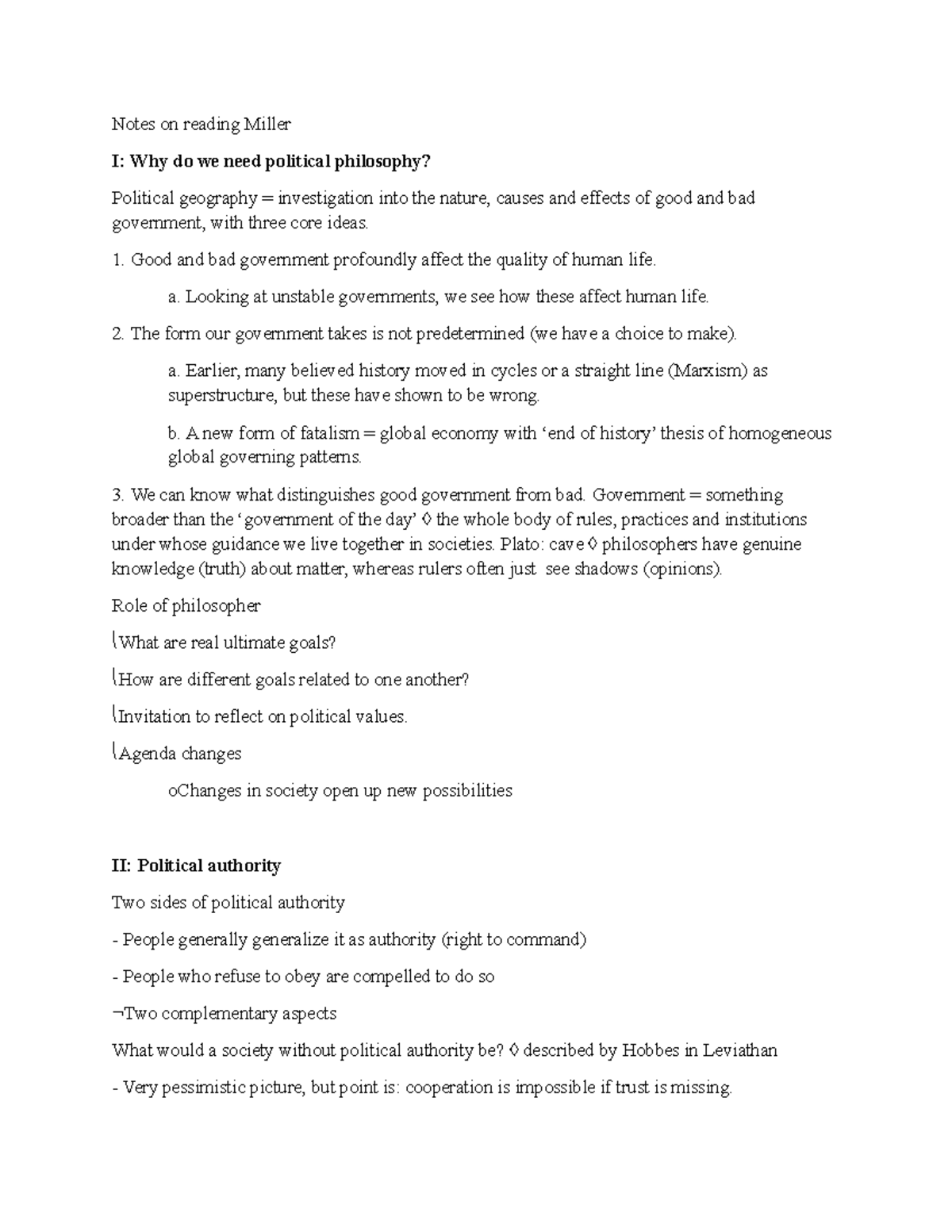 Political Philosophy - Short introduction - Notes on reading Miller I ...