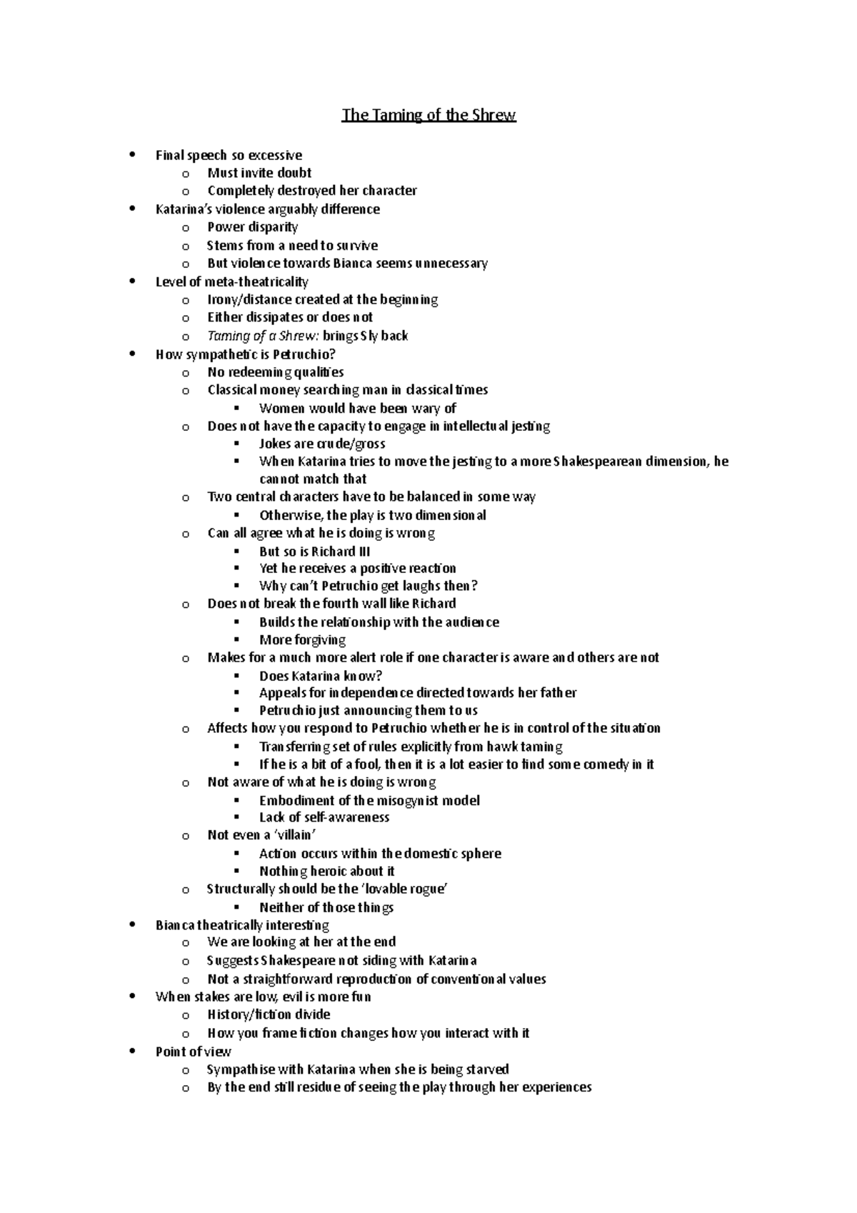 The Taming of the Shrew Tutorial - The Taming of the Shrew Final speech ...