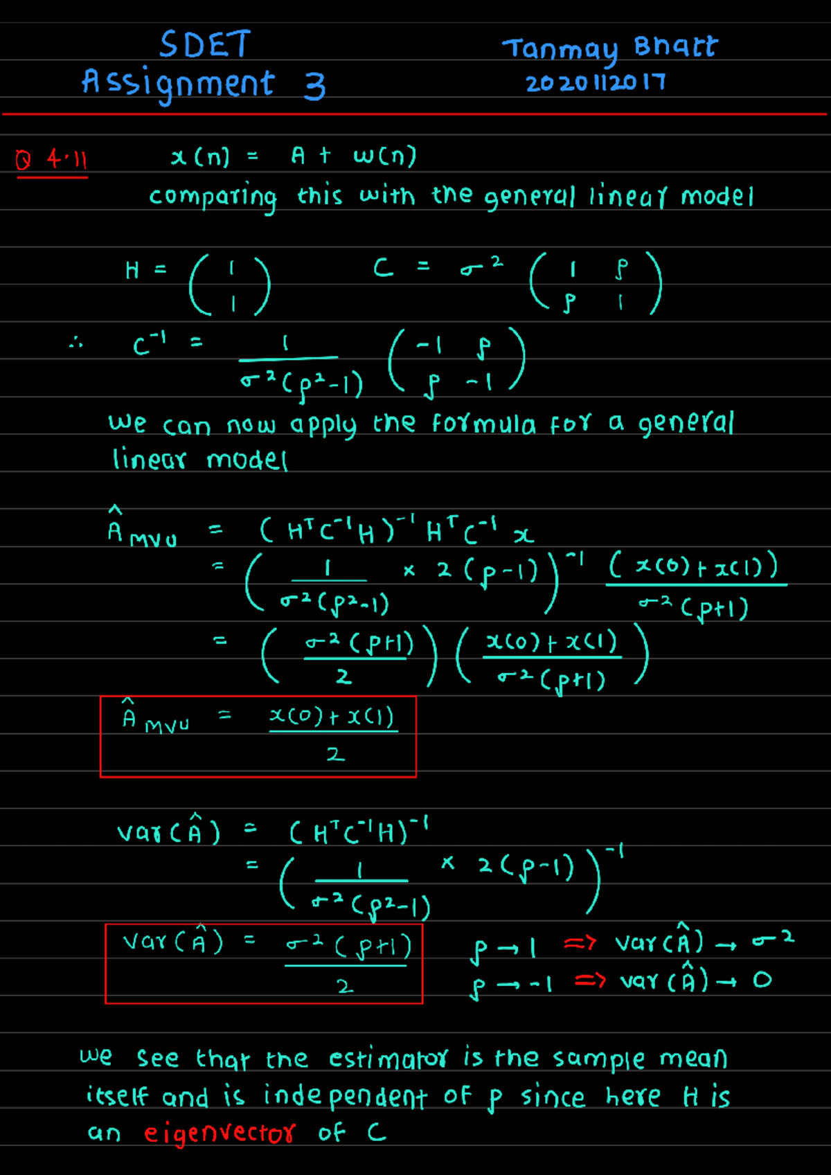 A3 solutions - Solution for assignment on signal estimation - Signal ...
